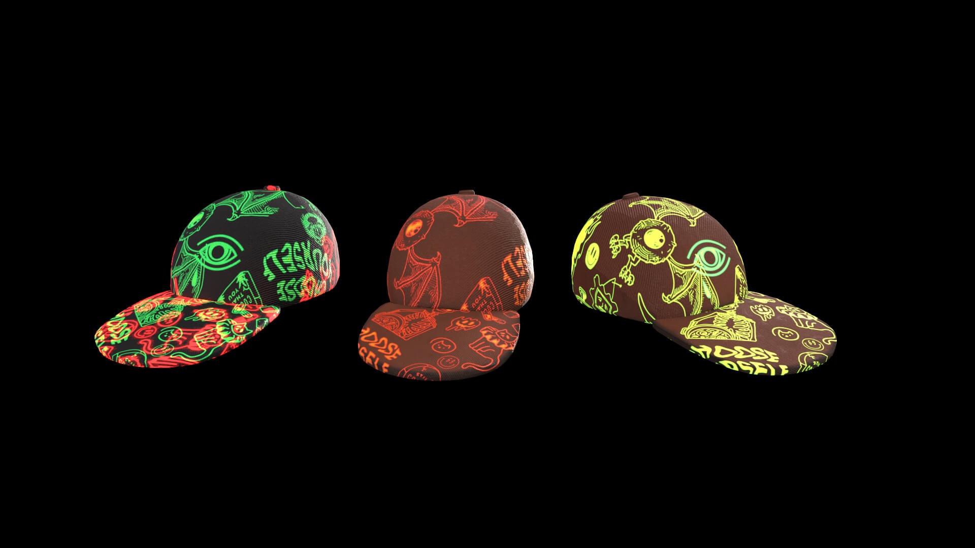 Caps Pack (5 Skins) - 3D Model by Valeria Miller