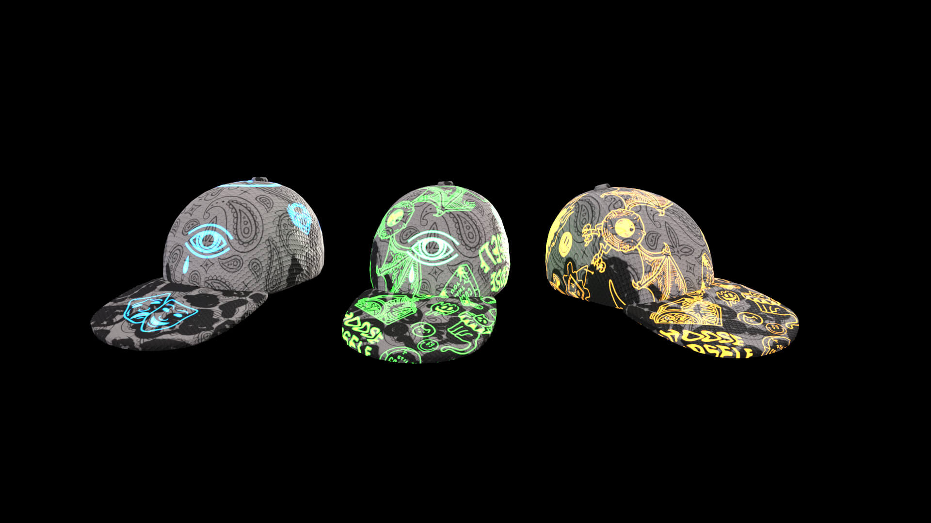 Caps Pack (5 Skins) - 3D Model by Valeria Miller