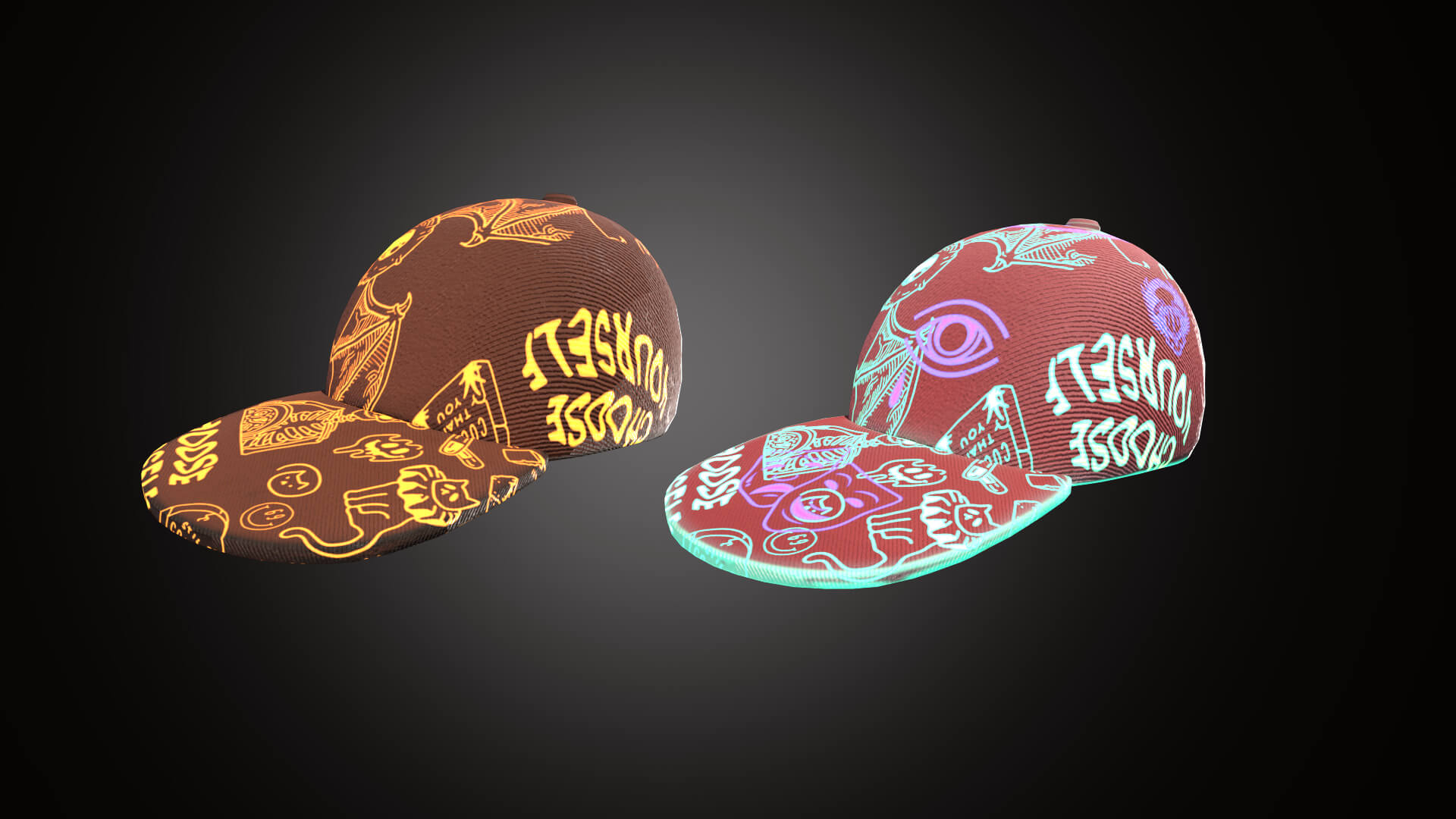 Caps Pack (5 Skins) - 3D Model by Valeria Miller