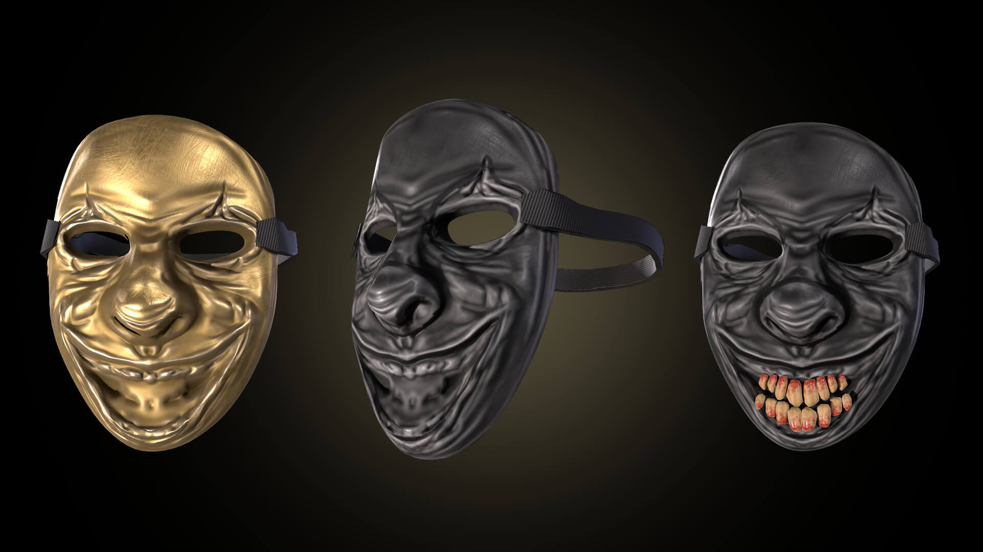 Clown Masks Pack (5 Masks) - 3D Model by Valeria Miller