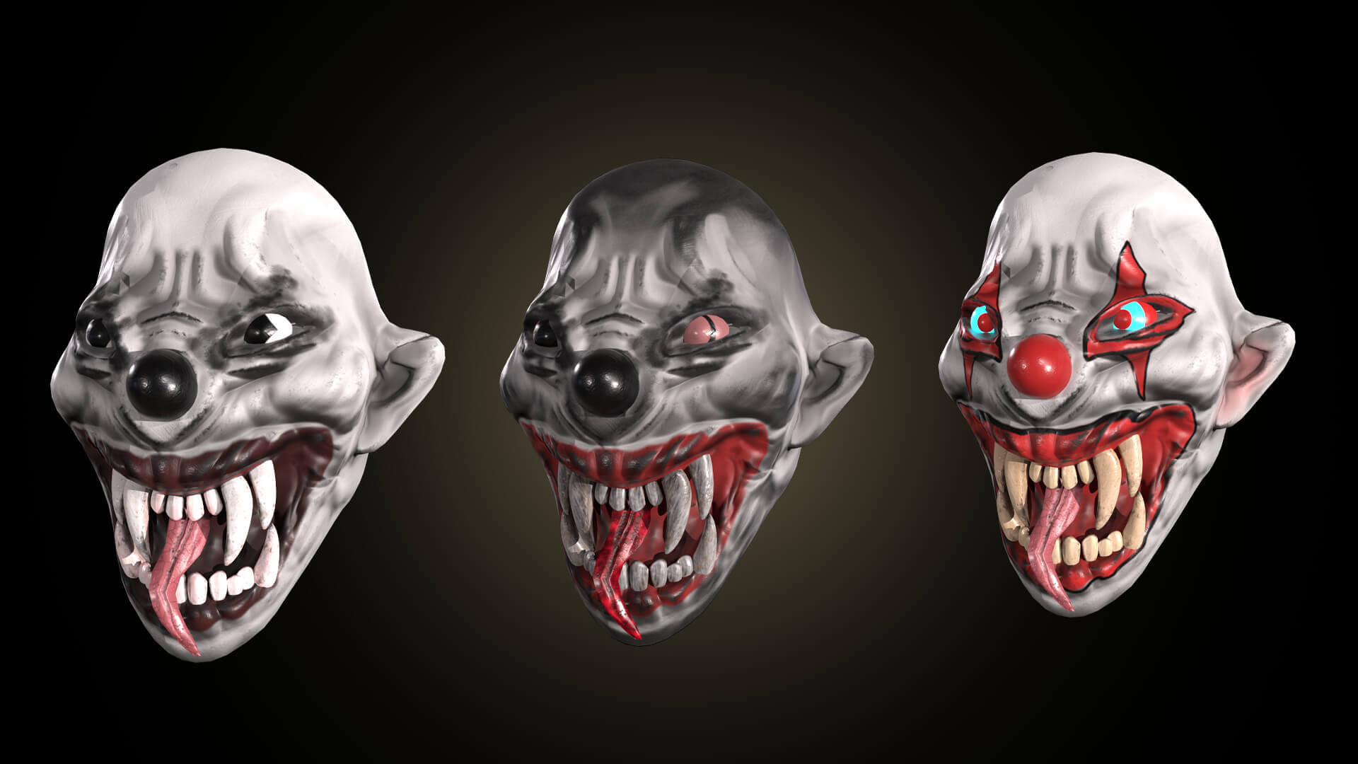 Clown Masks Pack (5 Masks) - 3D Model by Valeria Miller