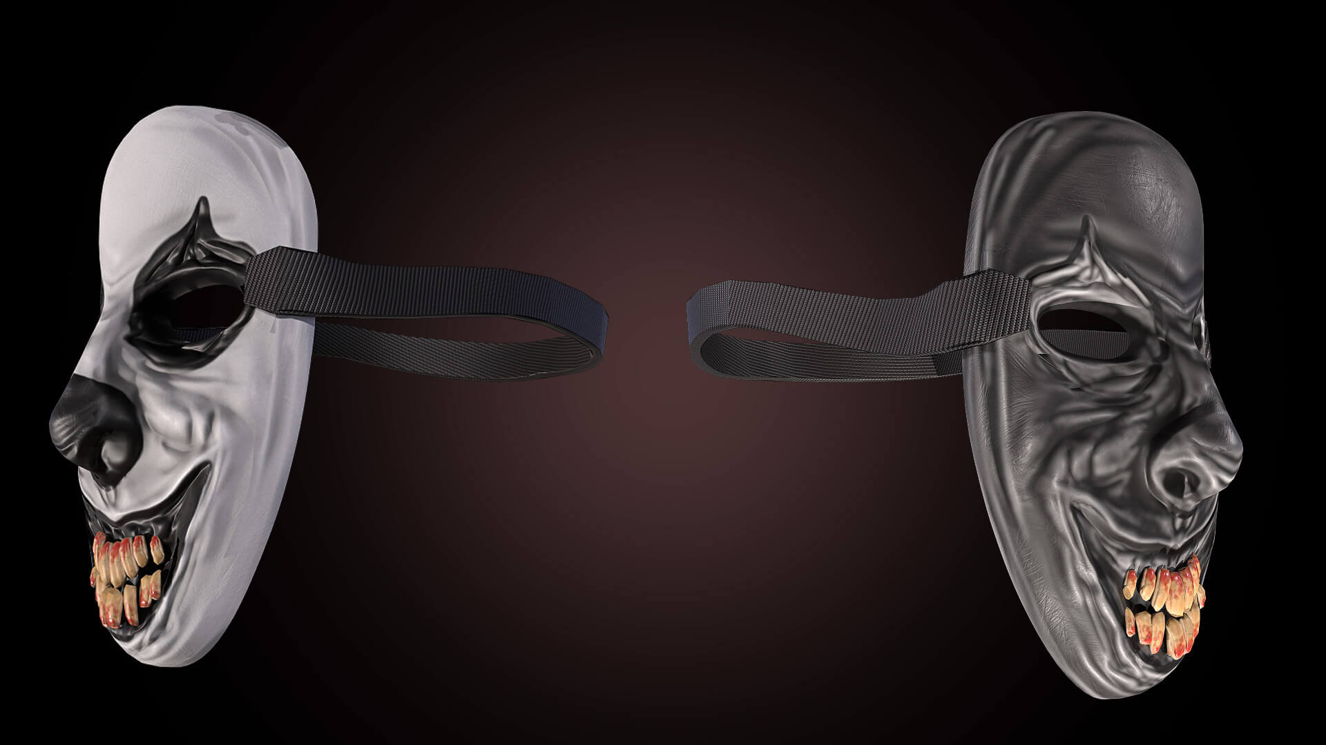 Clown Masks Pack (5 Masks) - 3D Model by Valeria Miller