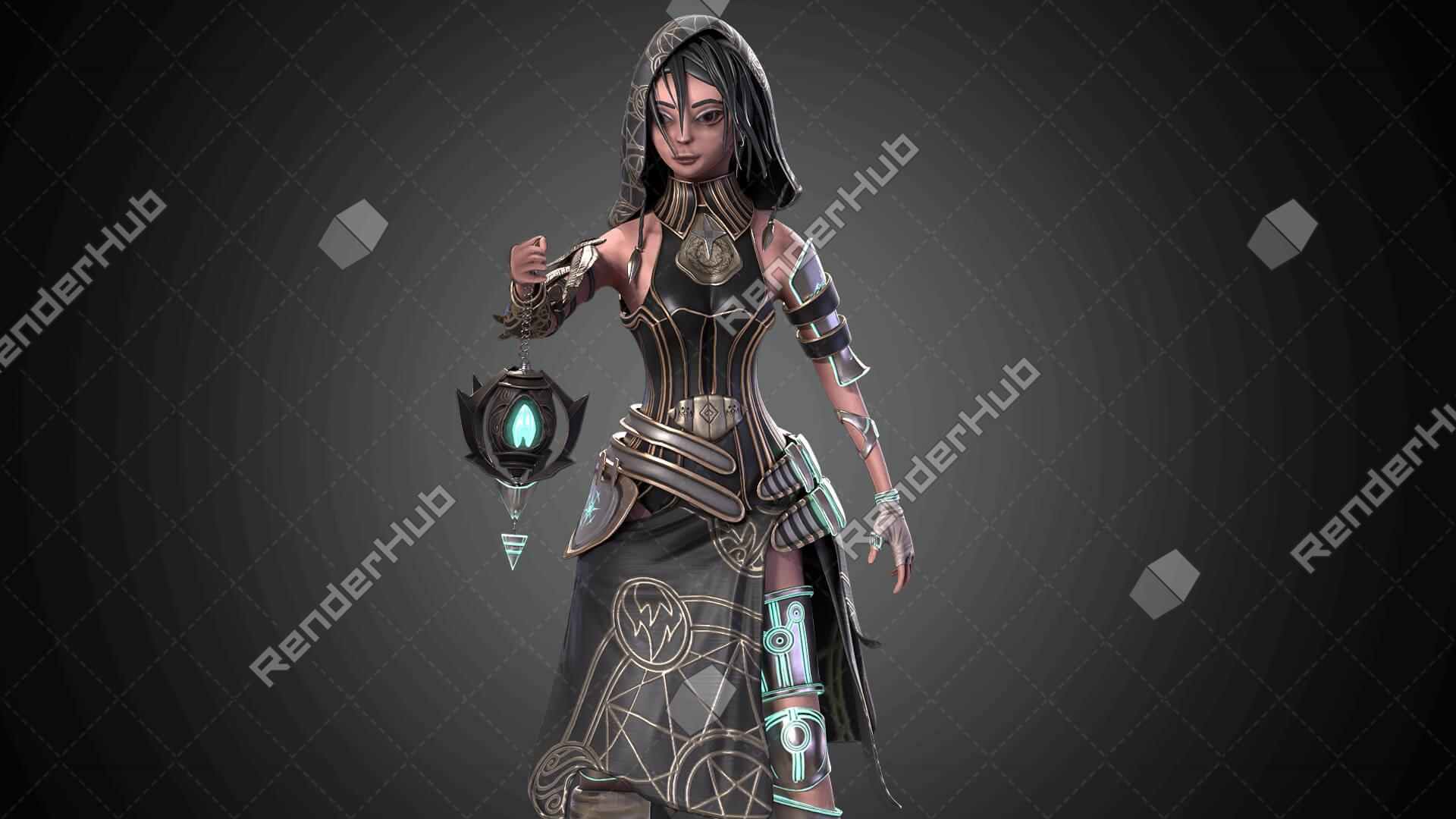 Fantasy Girl Character Render - Stock Image by Valeria Miller