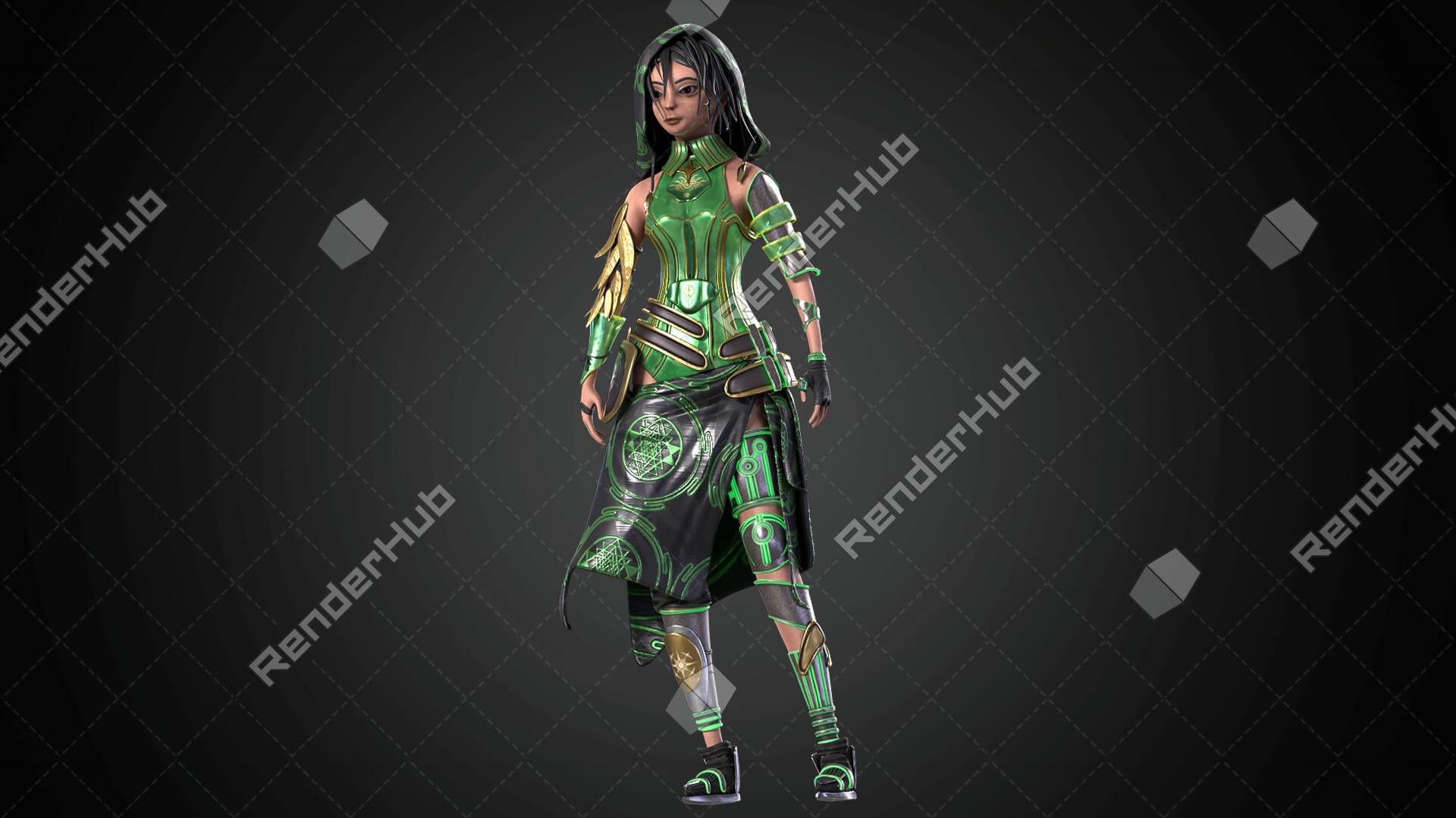 Fantasy Girl Character Render - Stock Image by Valeria Miller