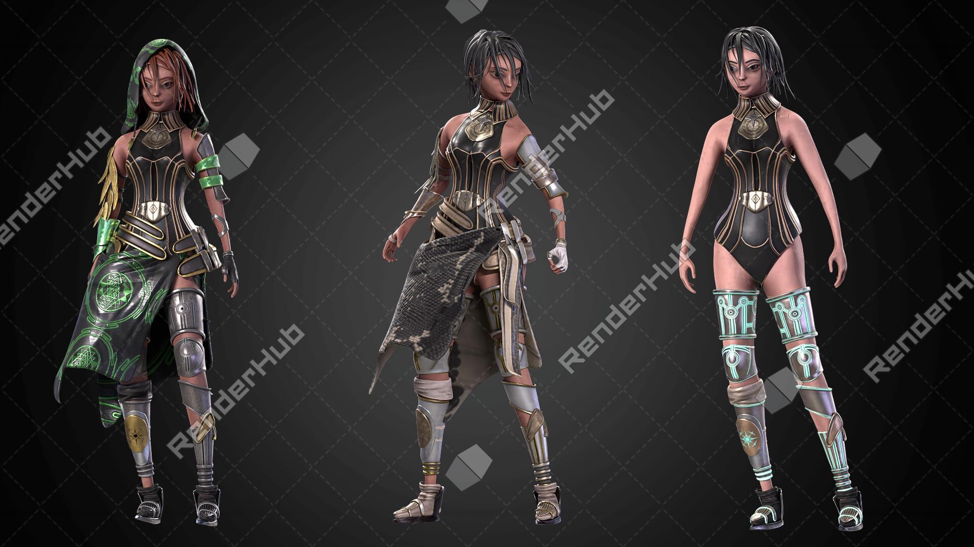 Fantasy Girl Character Render - Stock Image by Valeria Miller