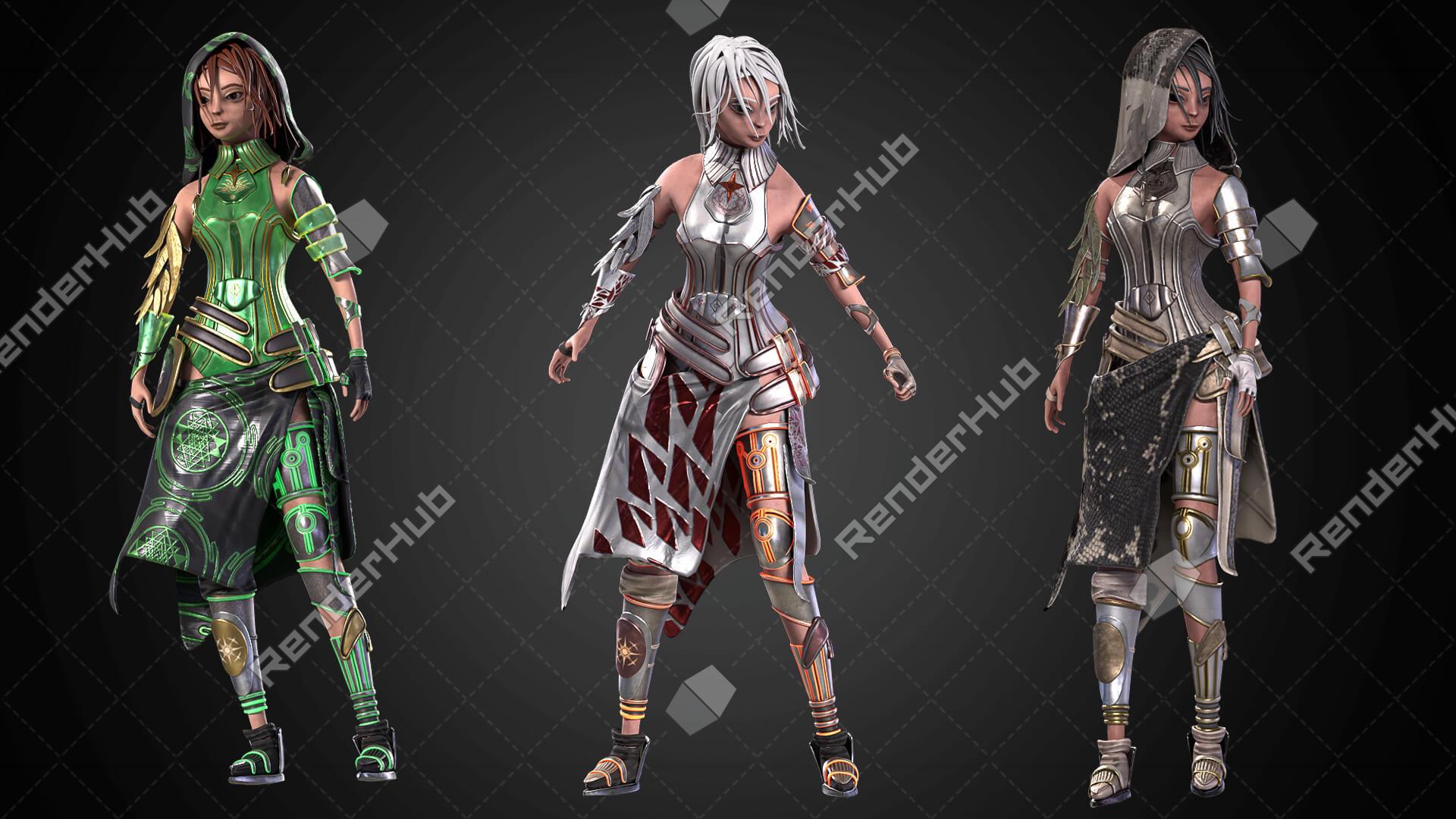 Fantasy Girl Character Render - Stock Image by Valeria Miller