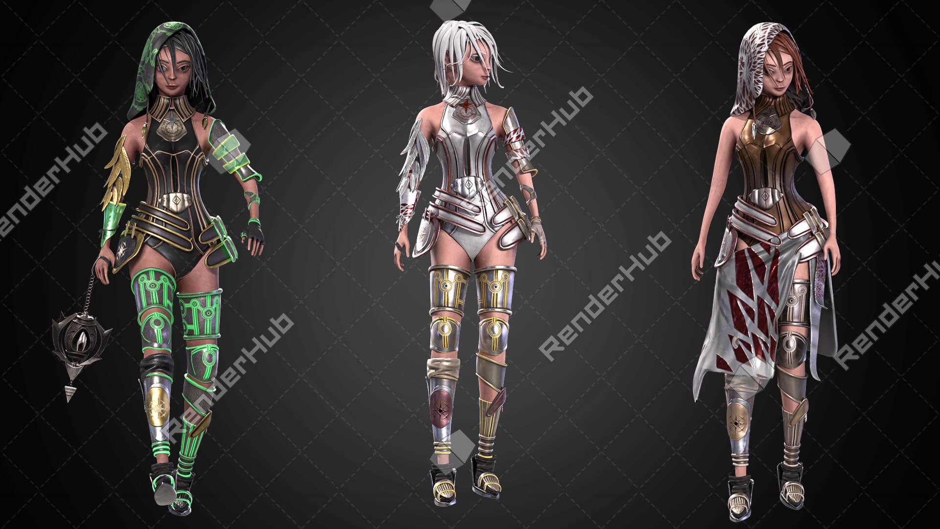 Fantasy Girl Character Render - Stock Image by Valeria Miller