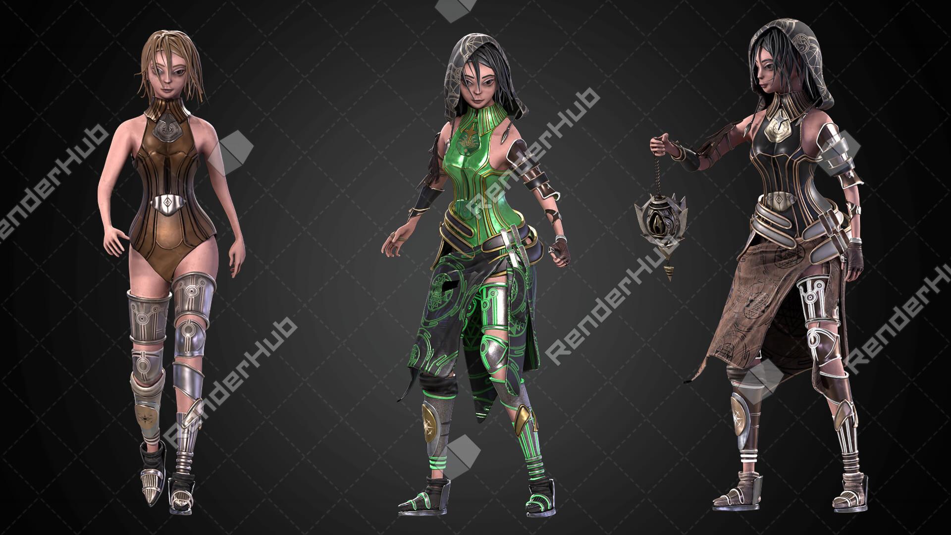 Fantasy Girl Character Render - Stock Image by Valeria Miller