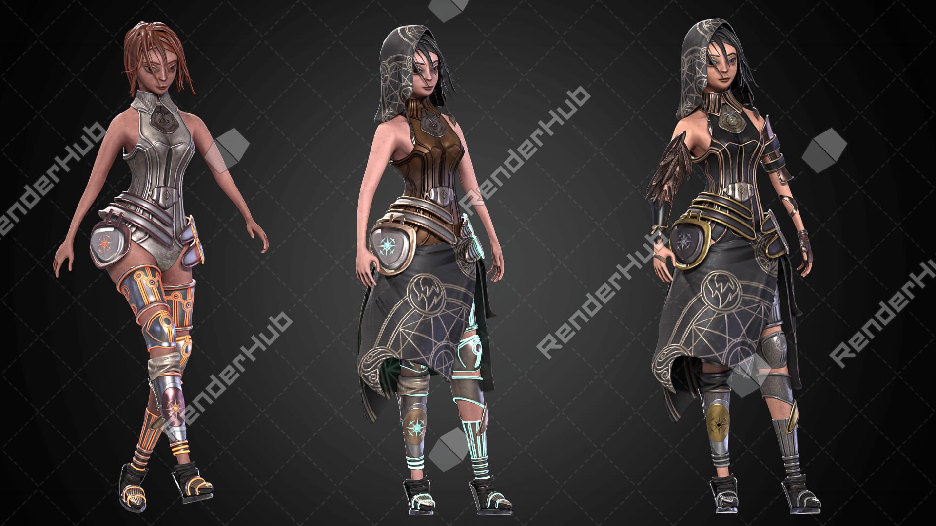 Fantasy Girl Character Render - Stock Image by Valeria Miller