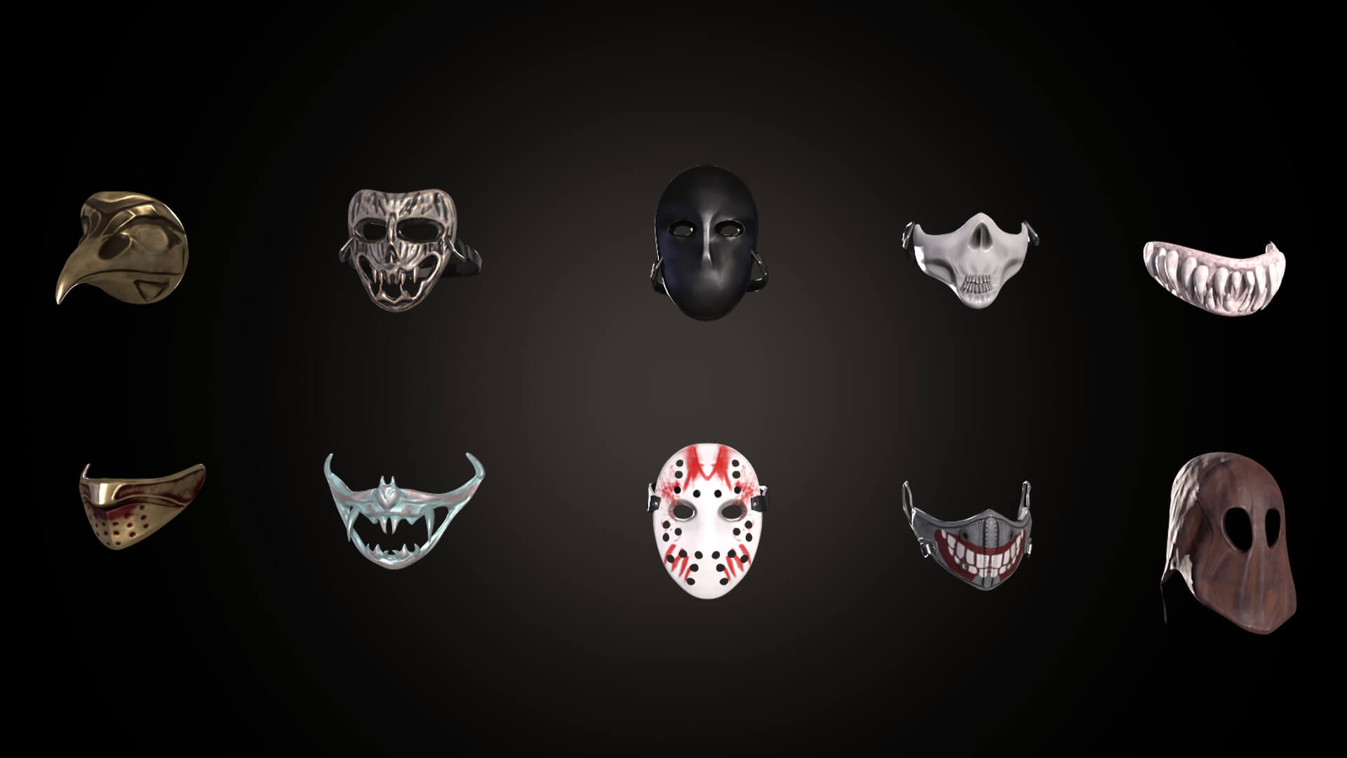 Horror Masks Pack (10 Masks) - 3D Model by Valeria Miller