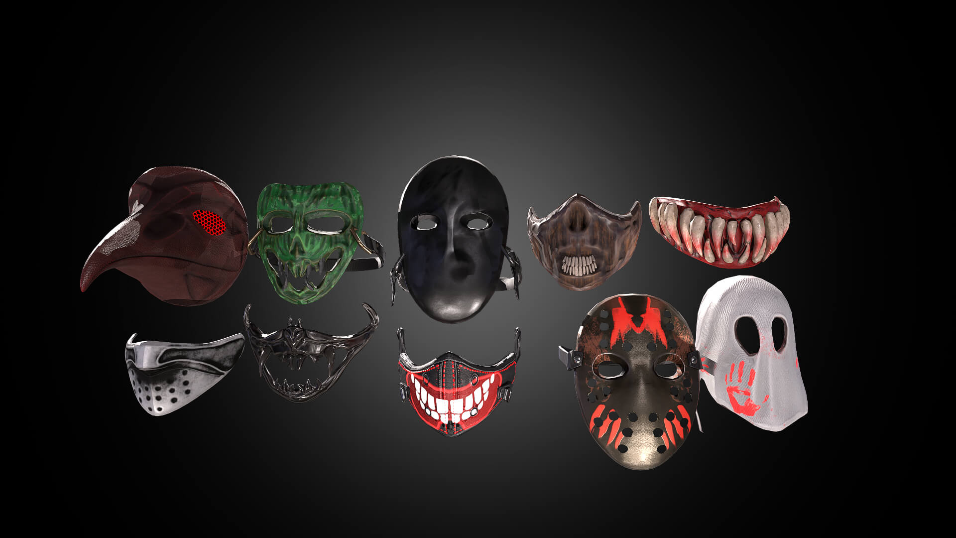 Horror Masks Pack2 (10 Masks) - 3D Model by Valeria Miller