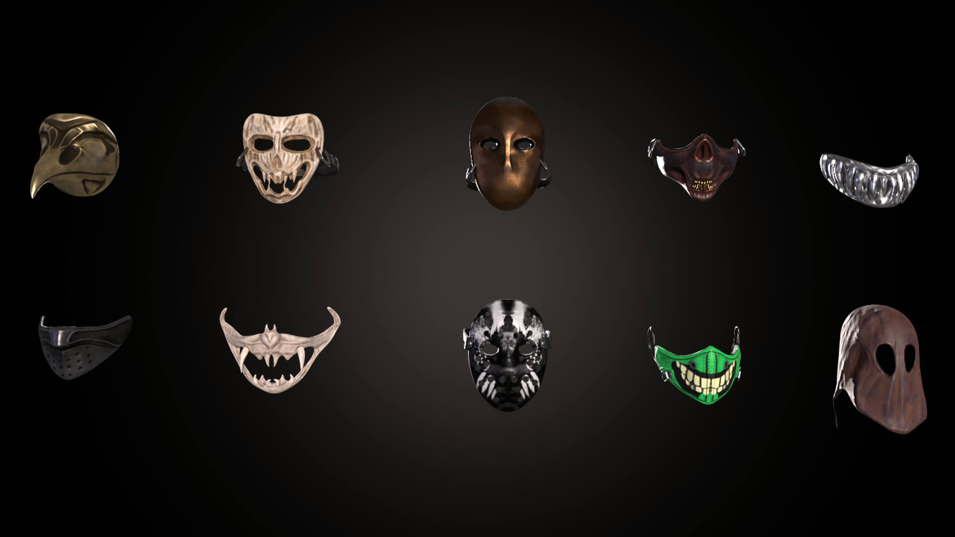 Horror Masks Pack2 (10 Masks) - 3D Model by Valeria Miller