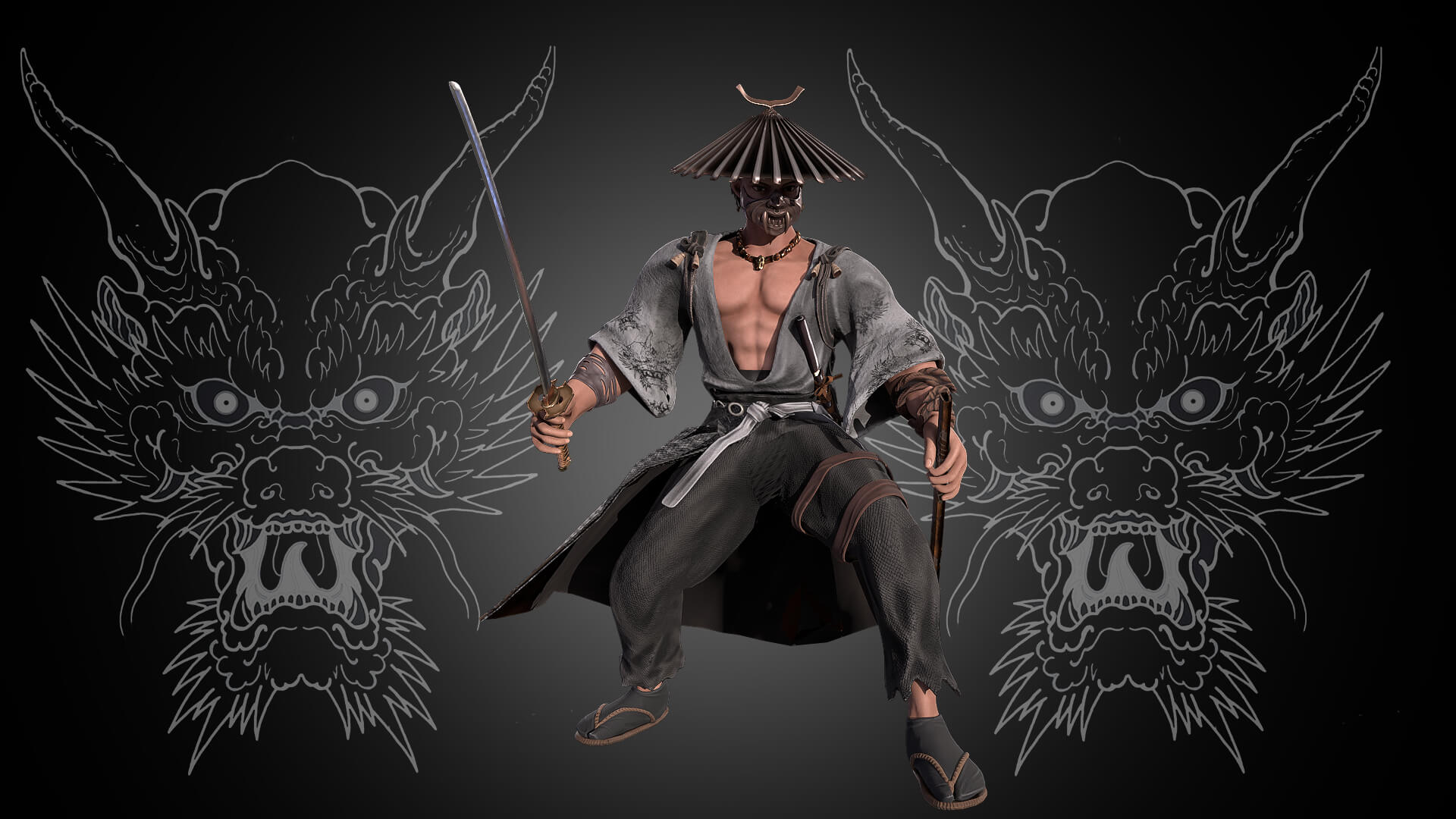 Male Samurai - 3D Model by Valeria Miller