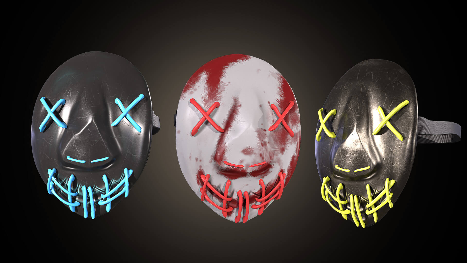 Punck Mask (4 Skins) - 3D Model by Valeria Miller