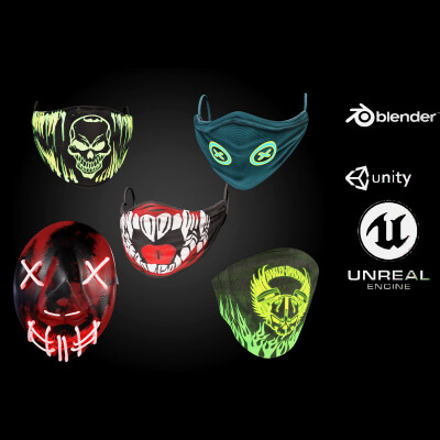 Punk Masks Pack 1 - 3D Model by Valeria Miller
