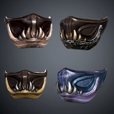 Samurai Mask 2 (4 Skins) - 3D Model by Valeria Miller