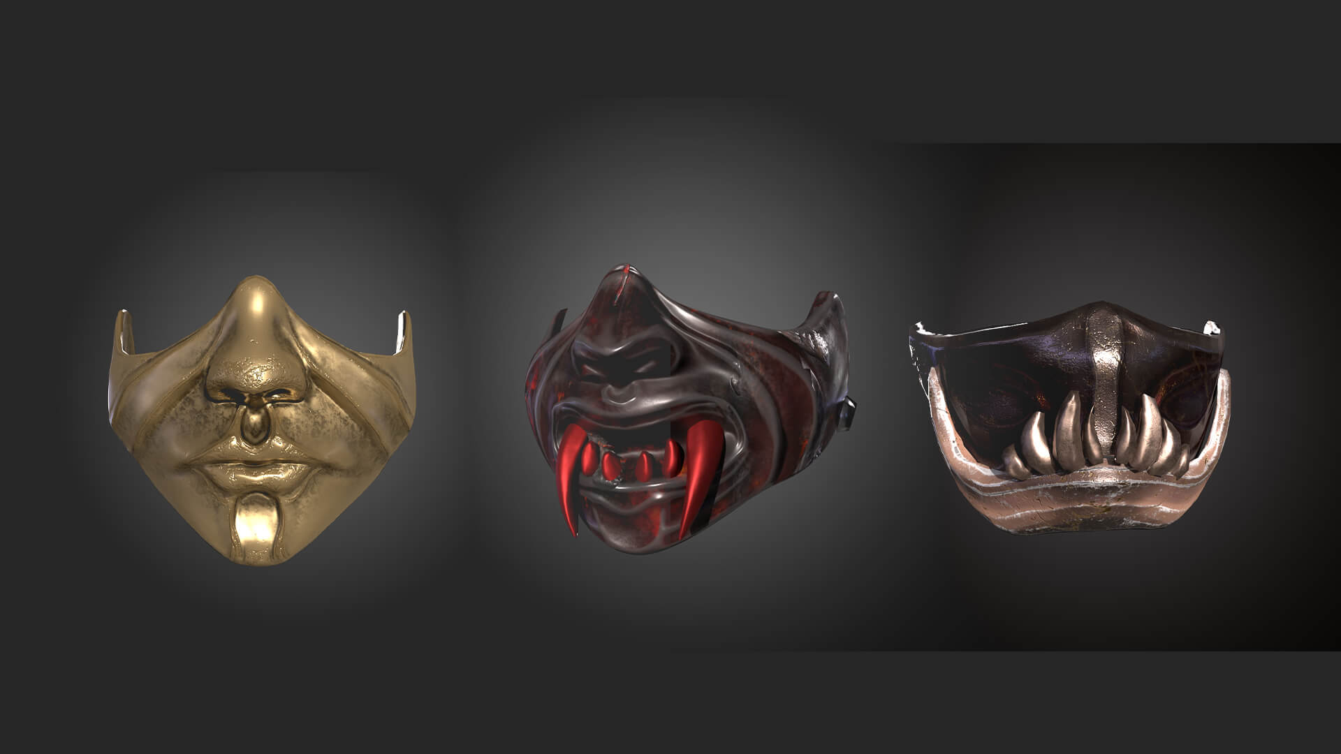 Samurai Mask Pack Mini - 3D Model by Valeria Miller