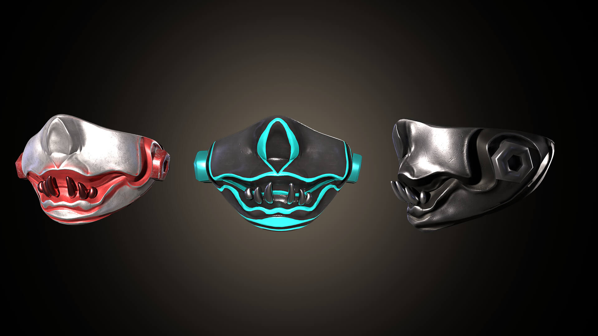 Samurai Masks Pack (5 Masks) - 3D Model by Valeria Miller