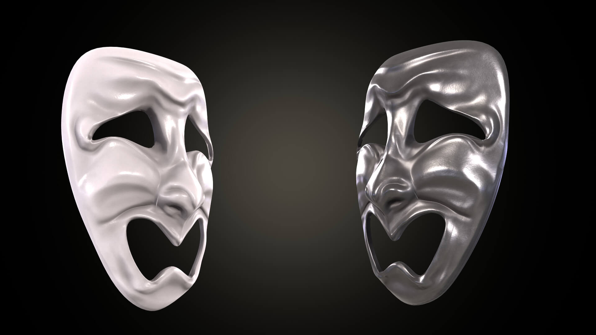 Theater Masks Pack (10 Masks) - 3D Model by Valeria Miller