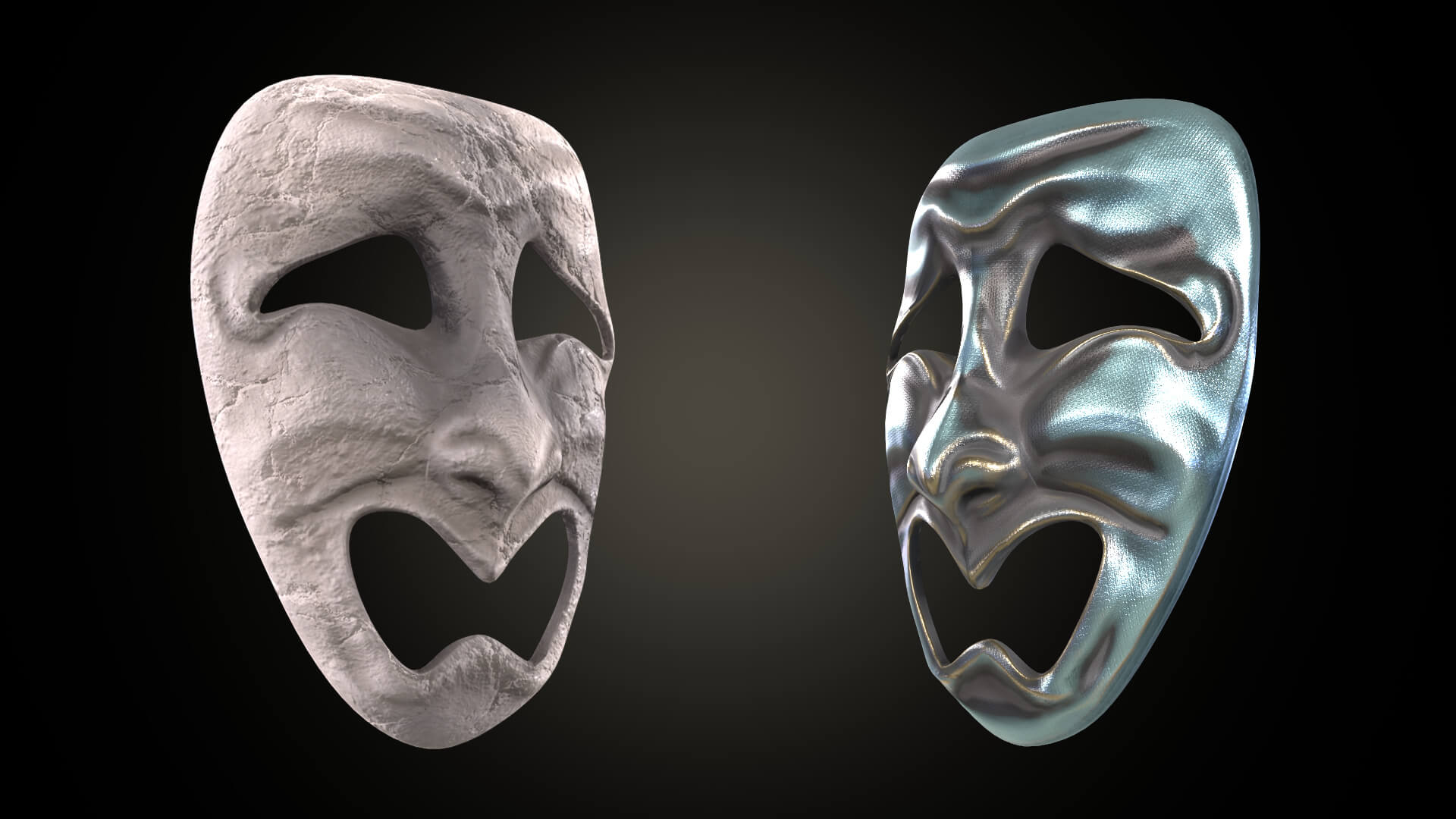 Theater Masks Pack (10 Masks) - 3D Model by Valeria Miller