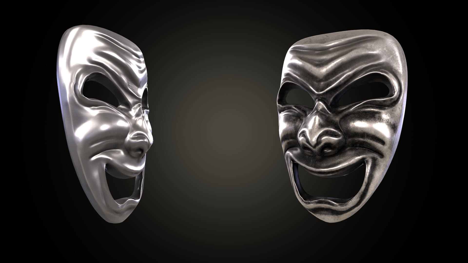 Theater Masks Pack (10 Masks) - 3D Model by Valeria Miller