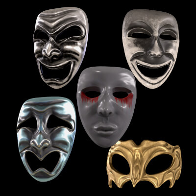 Theater Masks Pack - 3D Model by Valeria Miller