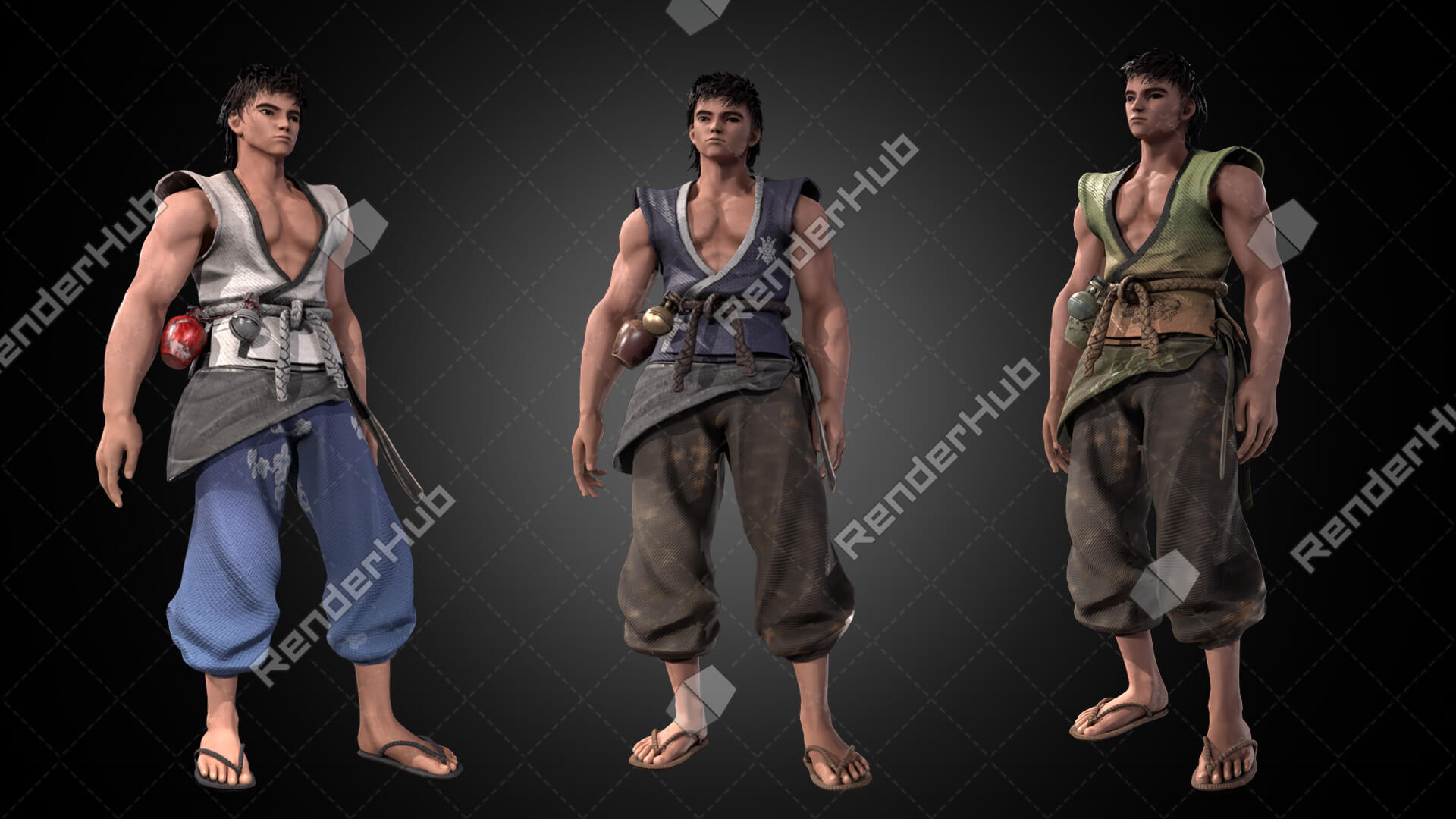 Unarmed Samurai Rendered Images - Stock Image by Valeria Miller
