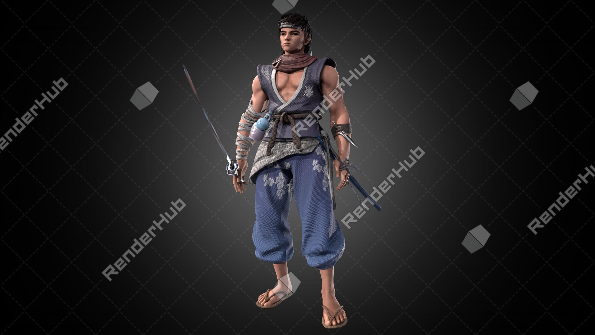 Unarmed Samurai Rendered Images - Stock Image by Valeria Miller