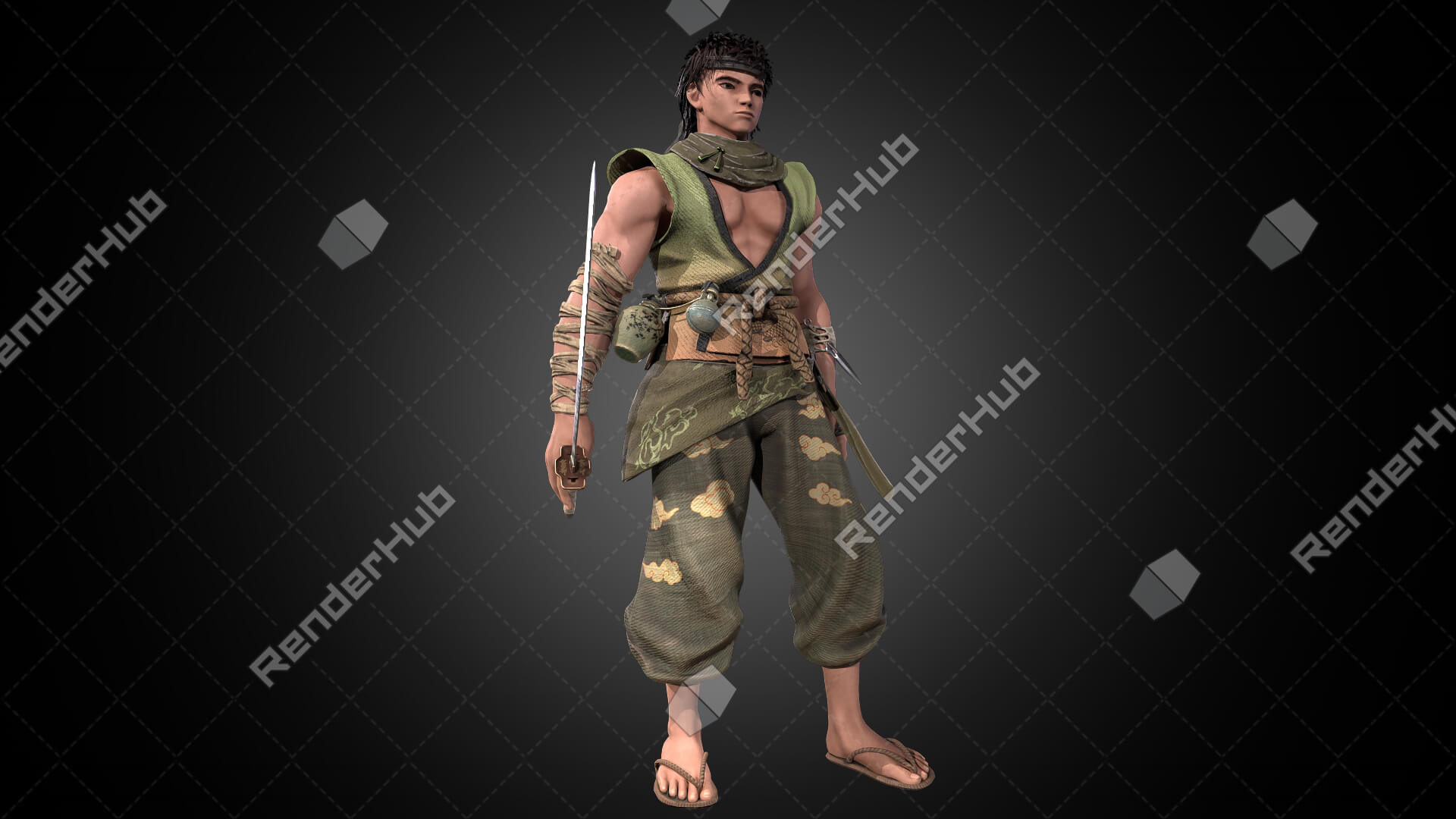 Unarmed Samurai Rendered Images - Stock Image by Valeria Miller