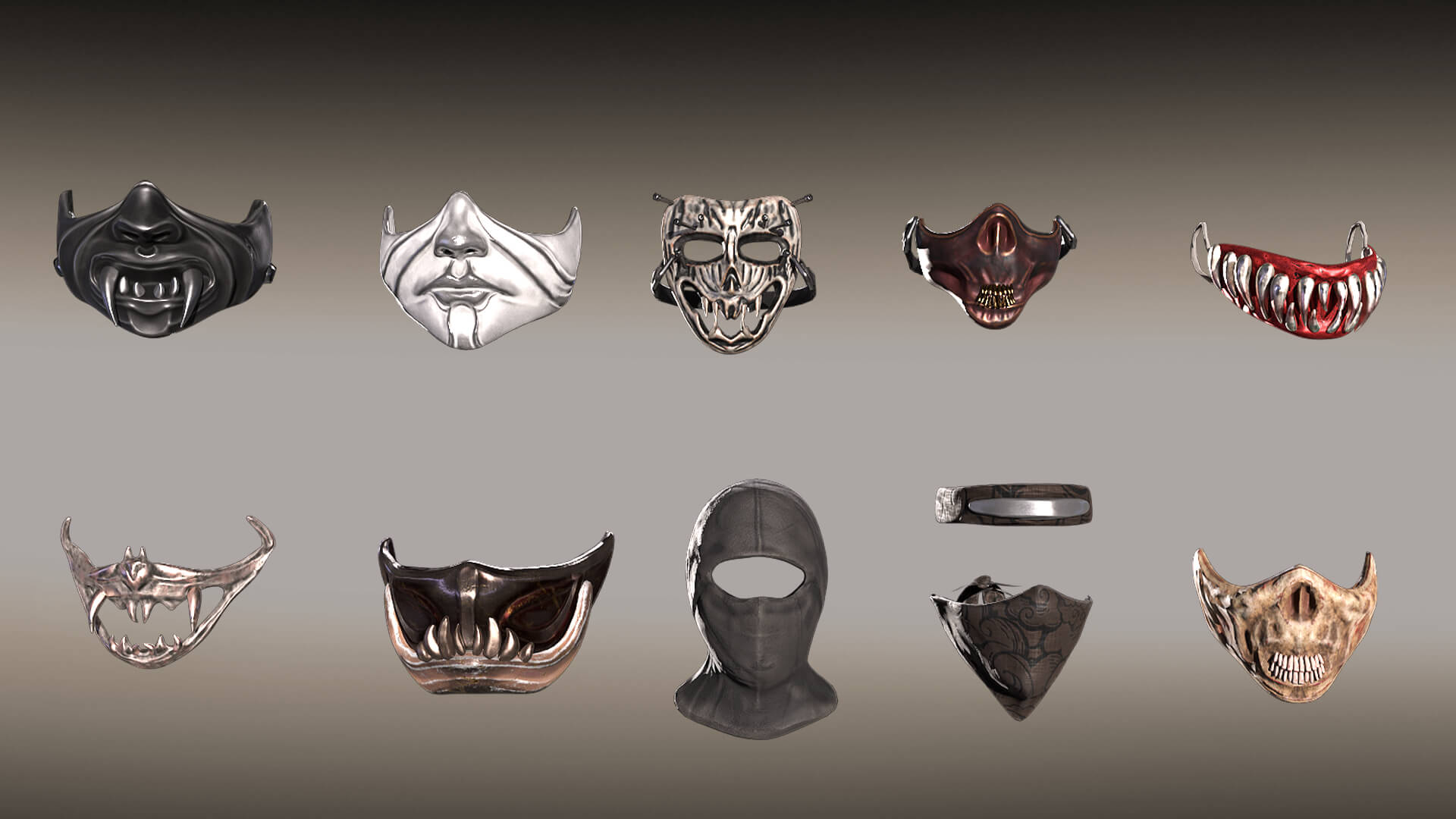 Warrior Masks Pack (10 Masks) - 3D Model by Valeria Miller