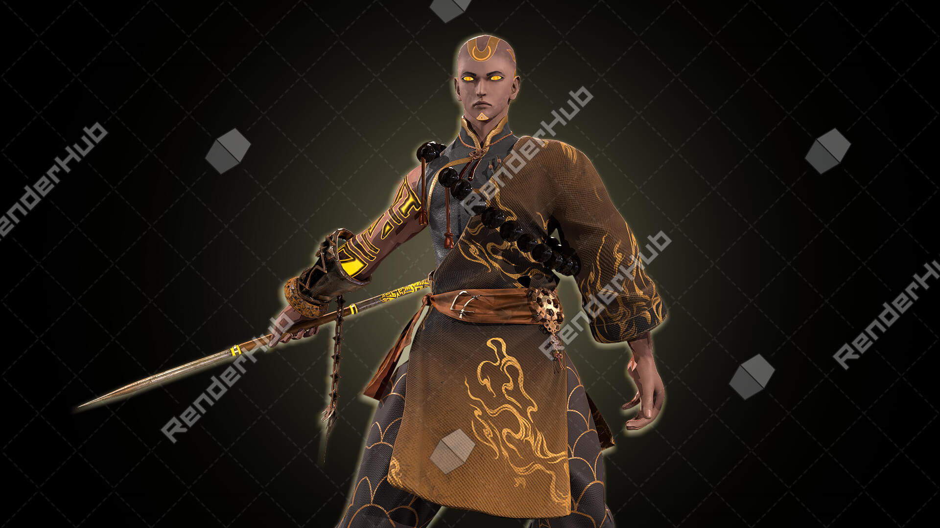 Warrior Monk Rendered Images - Stock Image by Valeria Miller