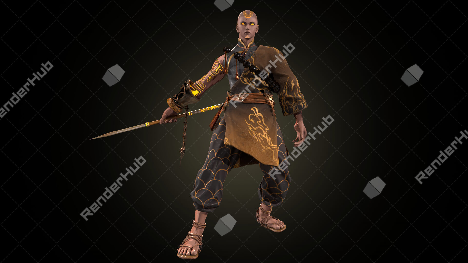 Warrior Monk Rendered Images - Stock Image by Valeria Miller