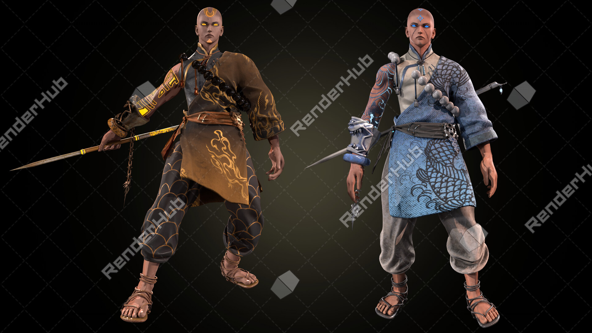 Warrior Monk Rendered Images - Stock Image by Valeria Miller
