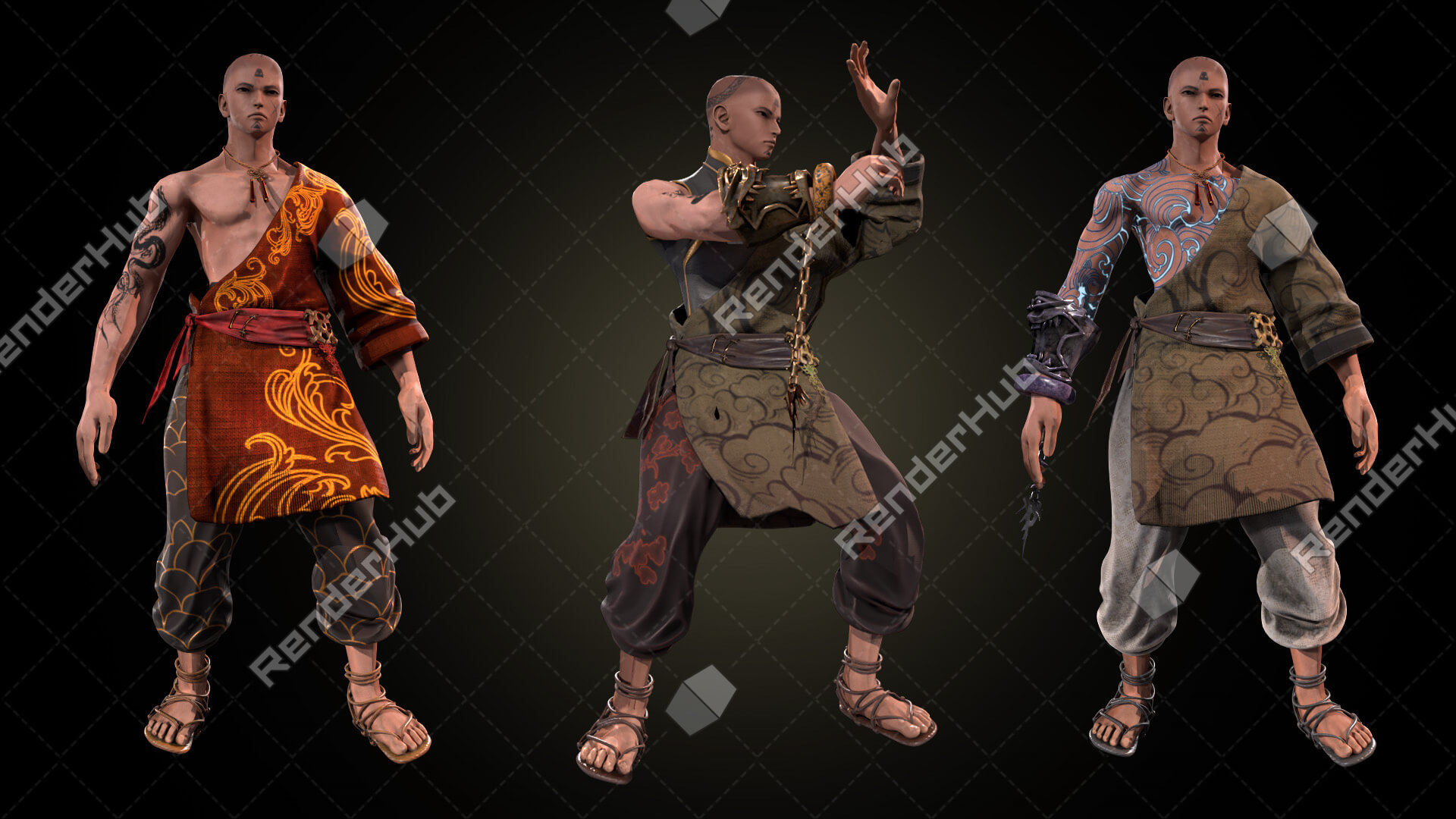 Warrior Monk Rendered Images - Stock Image by Valeria Miller