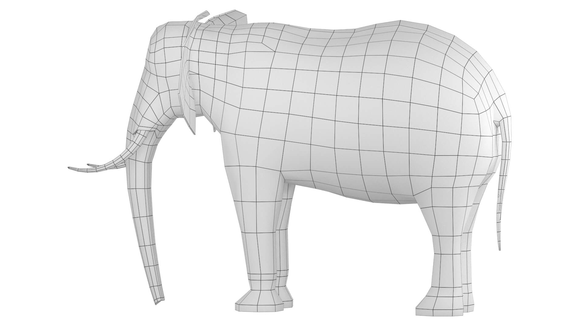 African Elephant Animal Base Mesh - 3D Model by Valerii-Kaliuzhnyi