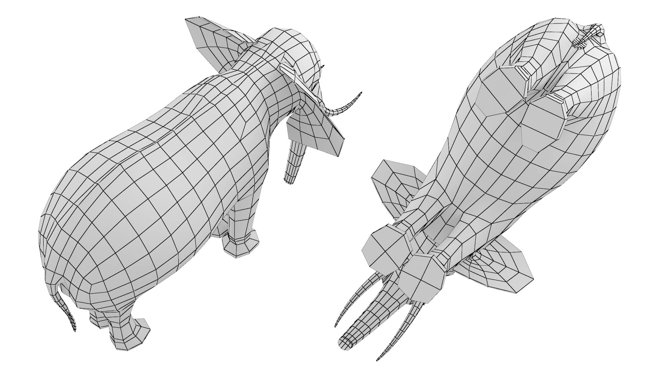 African Elephant Animal Base Mesh - 3D Model by Valerii-Kaliuzhnyi