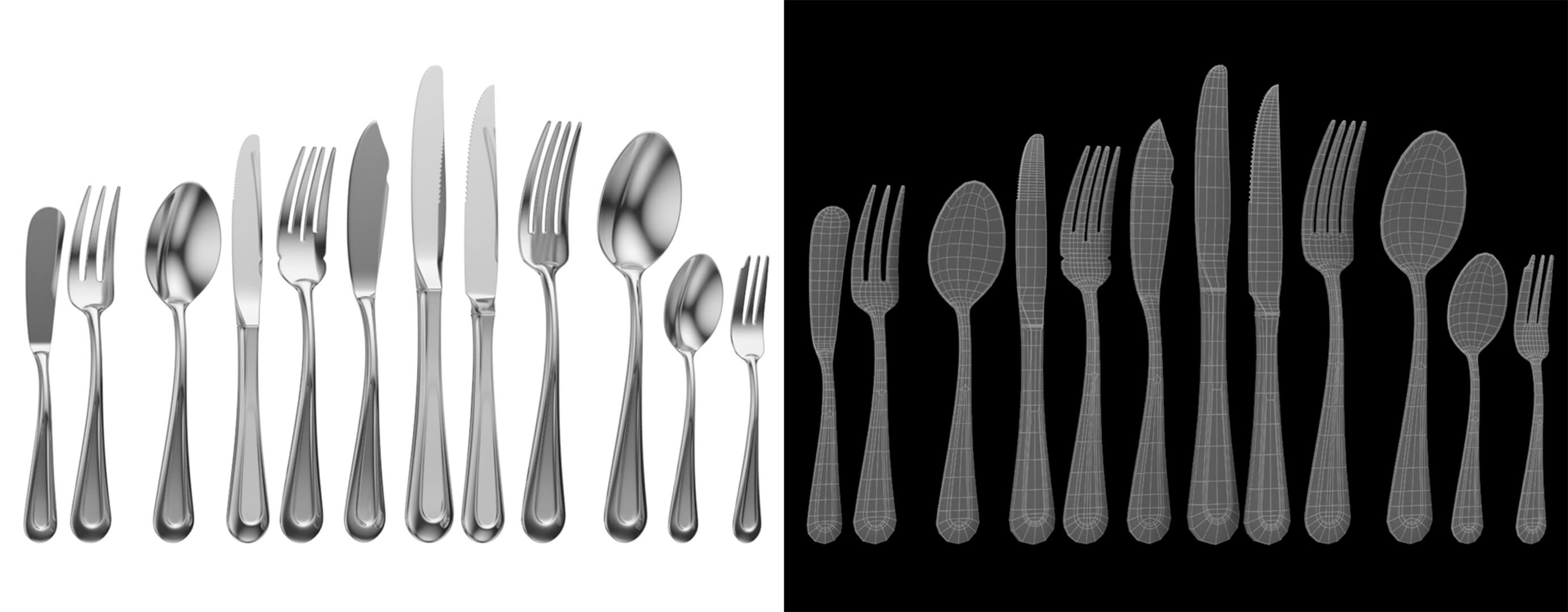 Classic Cutlery 12 Pieces Collection - 3D Model by Valerii-Kaliuzhnyi