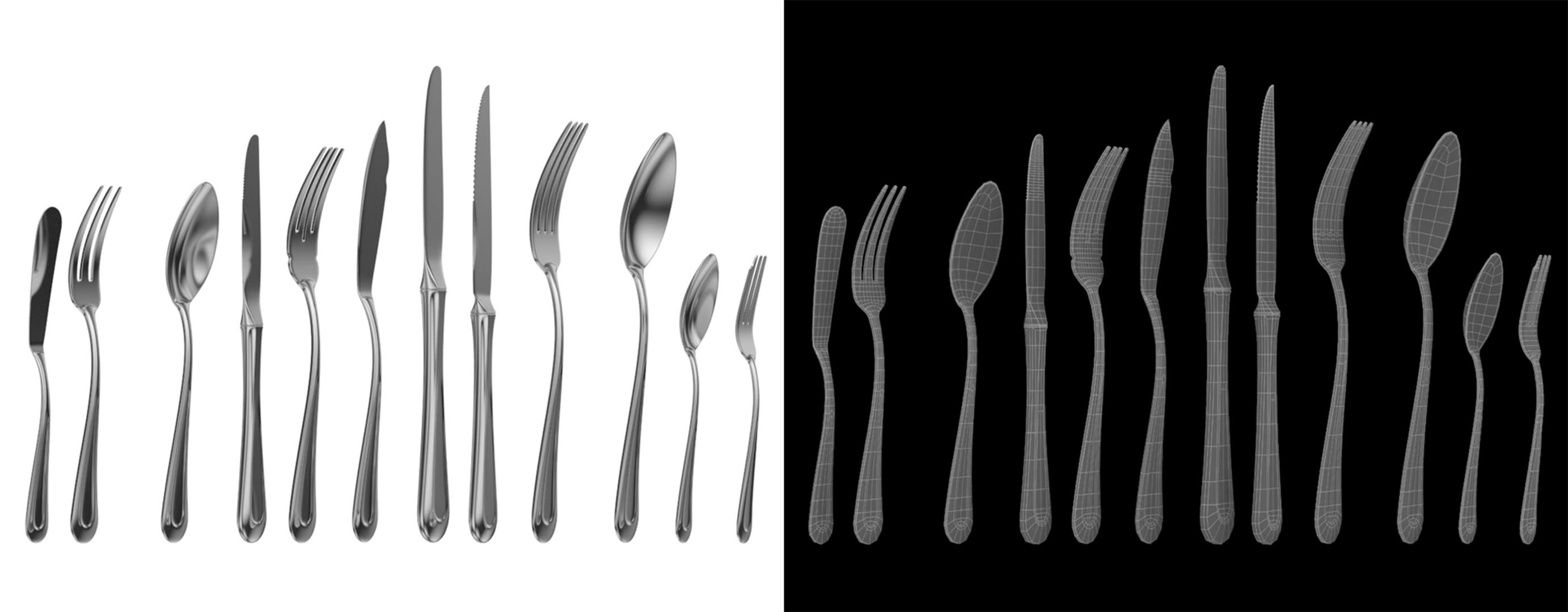 Classic Cutlery 12 Pieces Collection - 3D Model by Valerii-Kaliuzhnyi