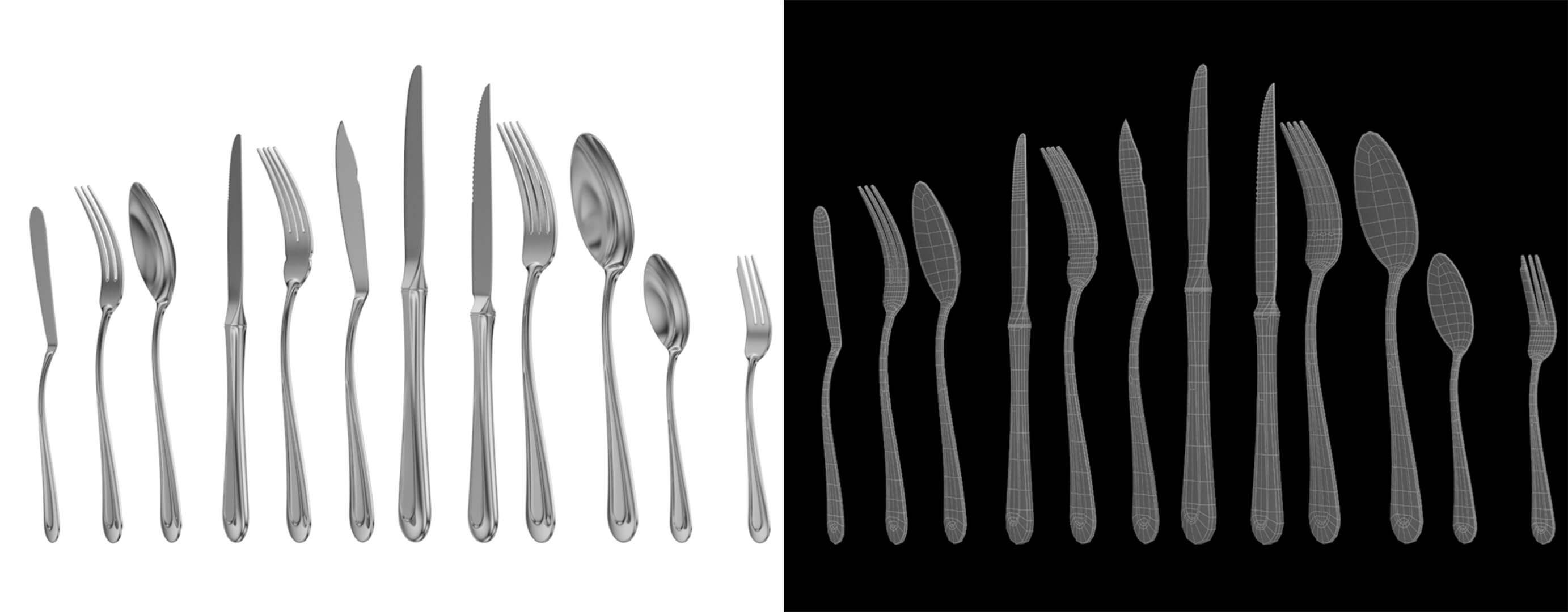Classic Cutlery 12 Pieces Collection - 3D Model by Valerii-Kaliuzhnyi