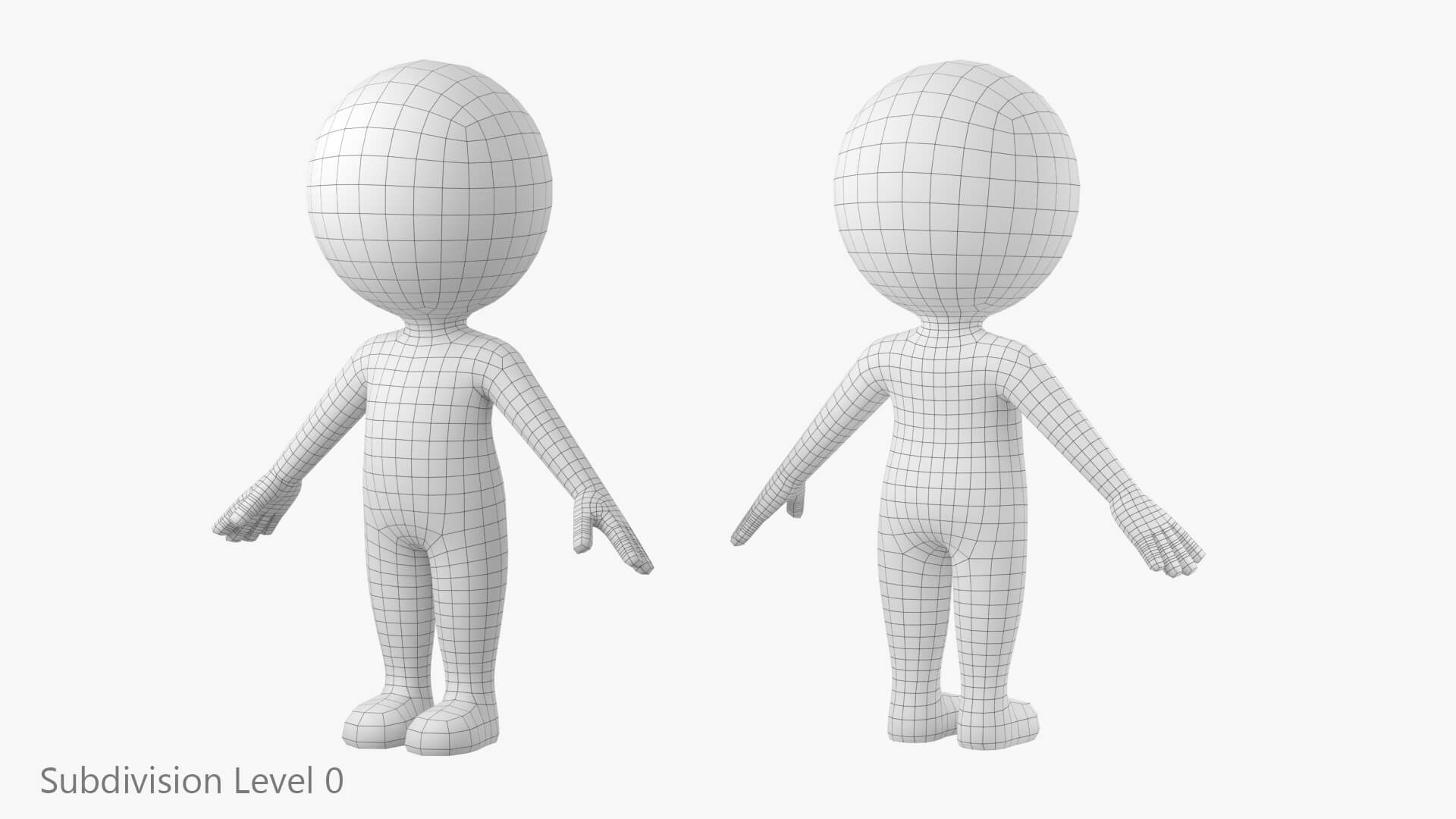 Cute Stickman in A-Pose Cat Rig 3D Model by Valerii-Kaliuzhnyi