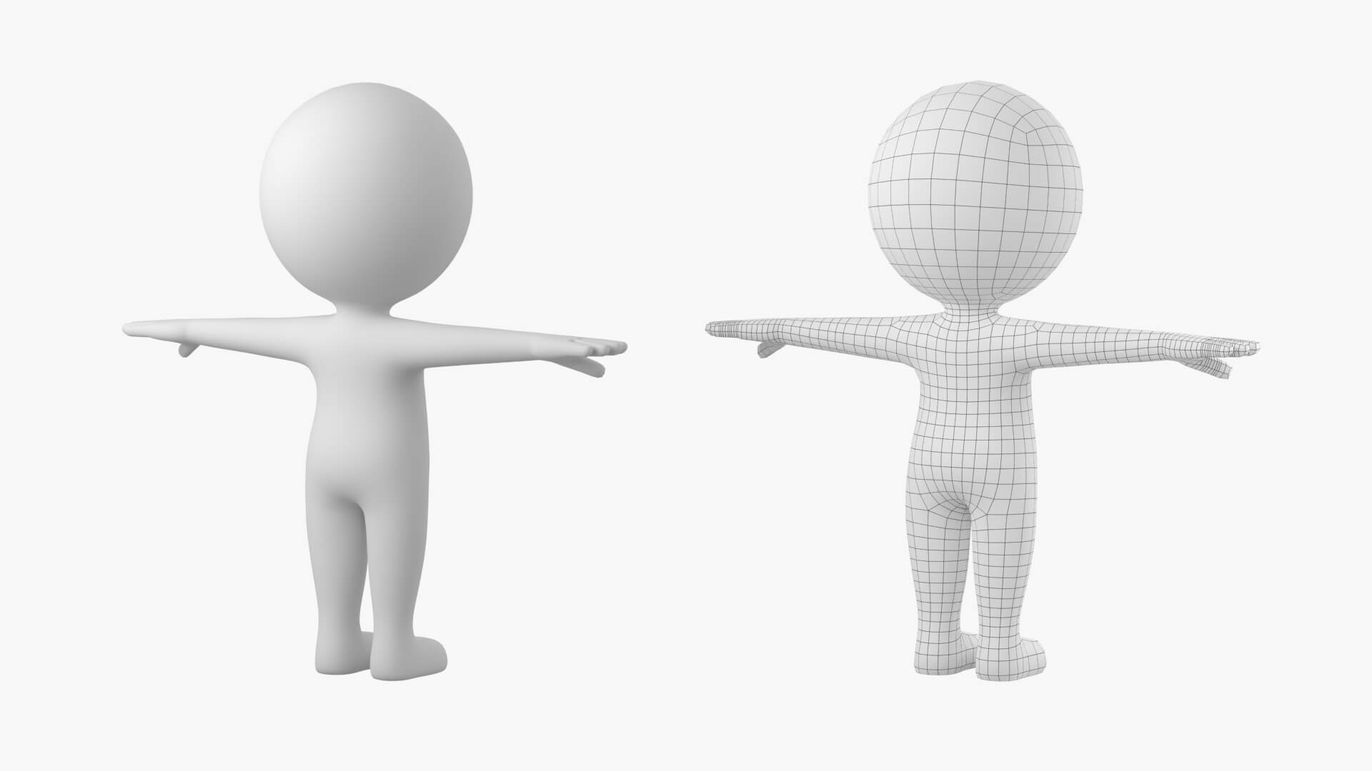 Cute Stickman in T-Pose Cat Rig 3D Model by Valerii-Kaliuzhnyi