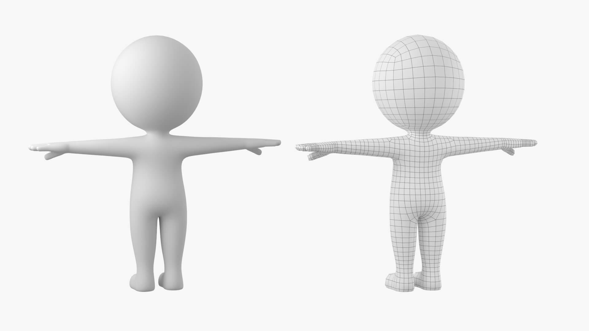 Cute Stickman in T-Pose Cat Rig 3D Model by Valerii-Kaliuzhnyi