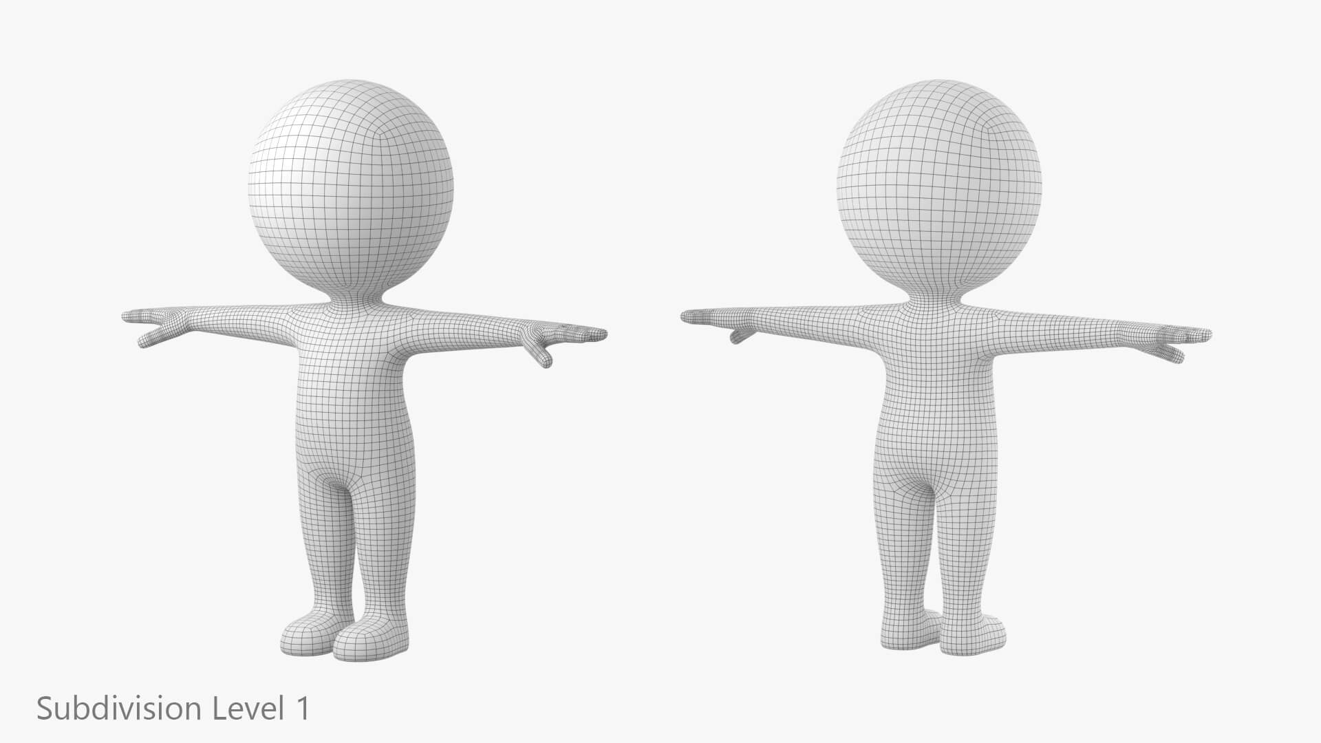 Cute Stickman in T-Pose Cat Rig 3D Model by Valerii-Kaliuzhnyi