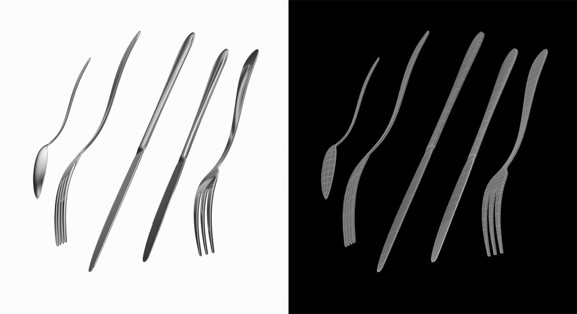 Generic Cutlery 5 Pieces Bundle - 3D Model by Valerii-Kaliuzhnyi
