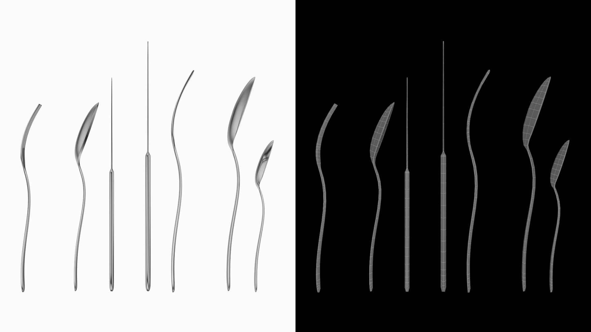 Generic Cutlery Set 7 Pieces Collection - 3D Model by Valerii-Kaliuzhnyi