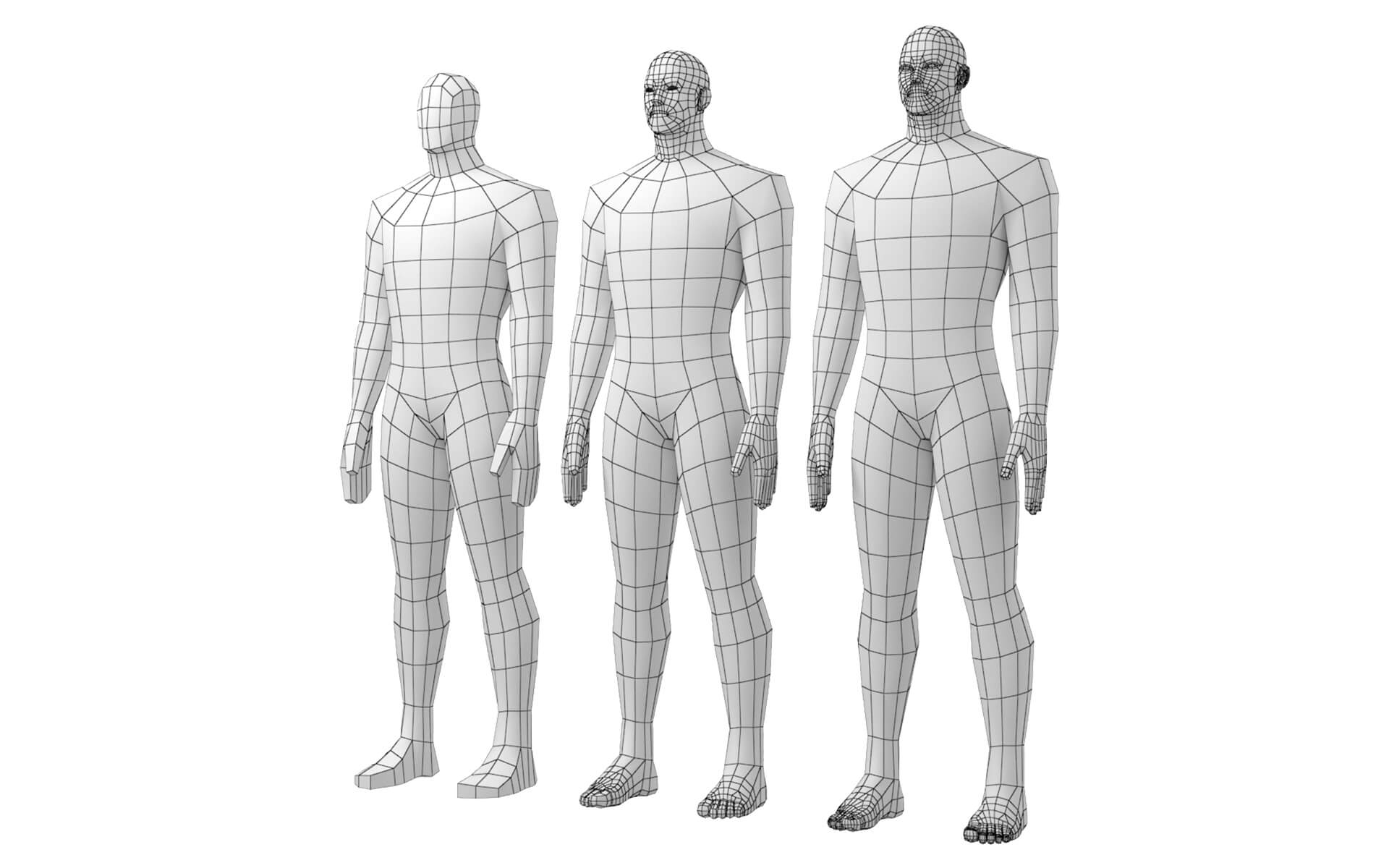 Hero Male in Rest Pose in 3 Topologies - 3D Model by Valerii-Kaliuzhnyi