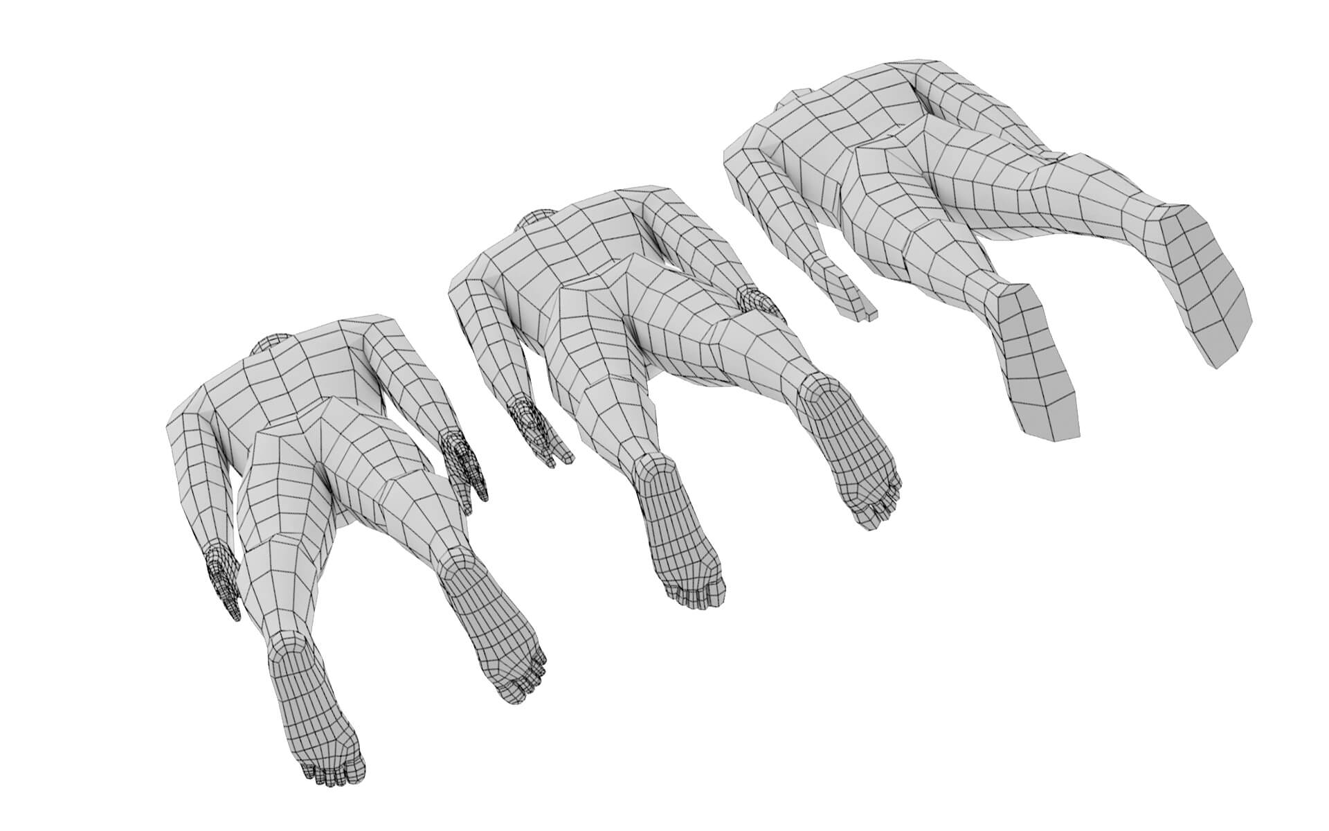 Hero Male in Rest Pose in 3 Topologies - 3D Model by Valerii-Kaliuzhnyi