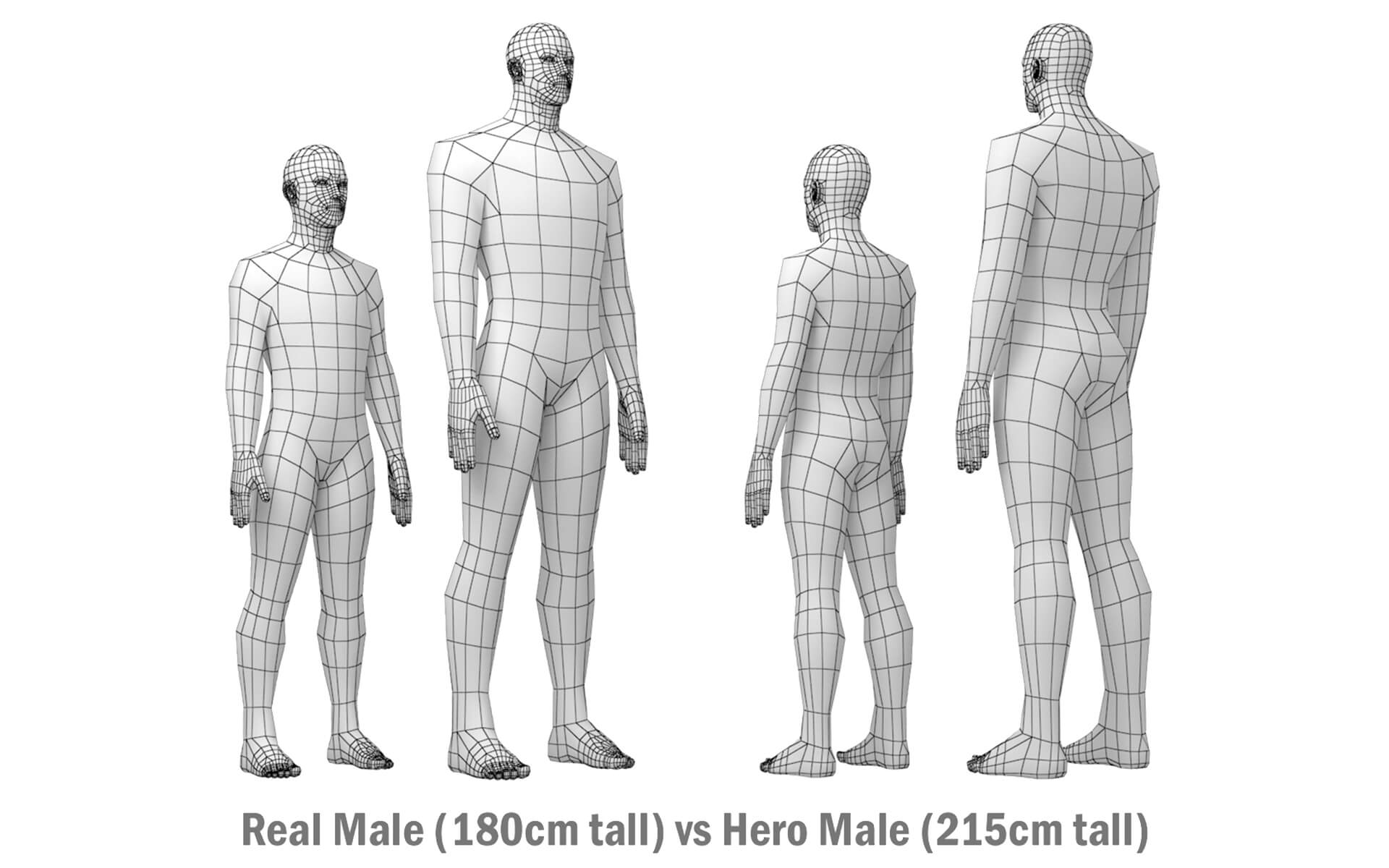 Hero Male in Rest Pose in 3 Topologies - 3D Model by Valerii-Kaliuzhnyi