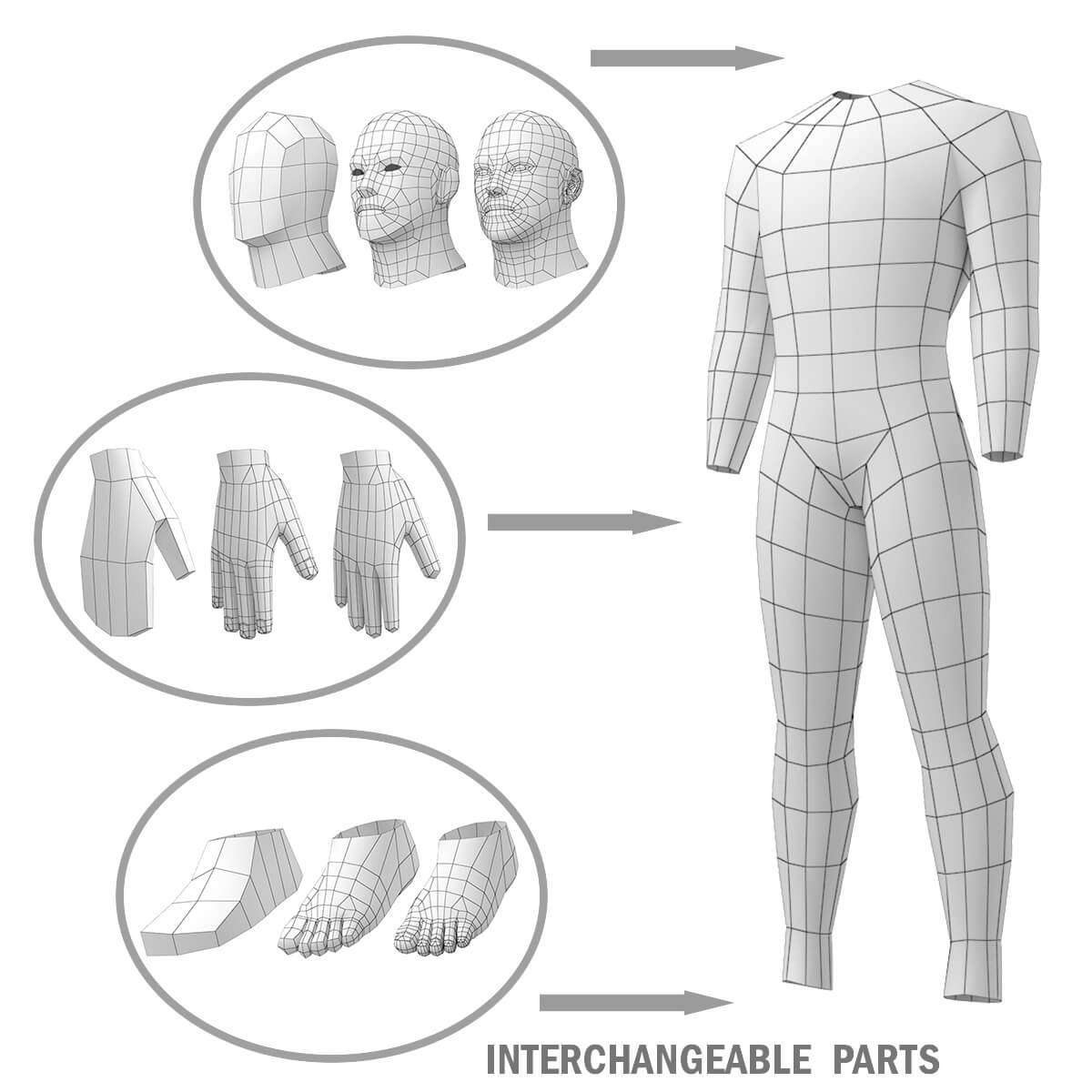 Hero Male in Rest Pose in 3 Topologies - 3D Model by Valerii-Kaliuzhnyi