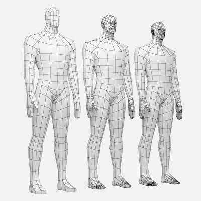Hero Male in Rest Pose in 3 Topologies - 3D Model by Valerii-Kaliuzhnyi